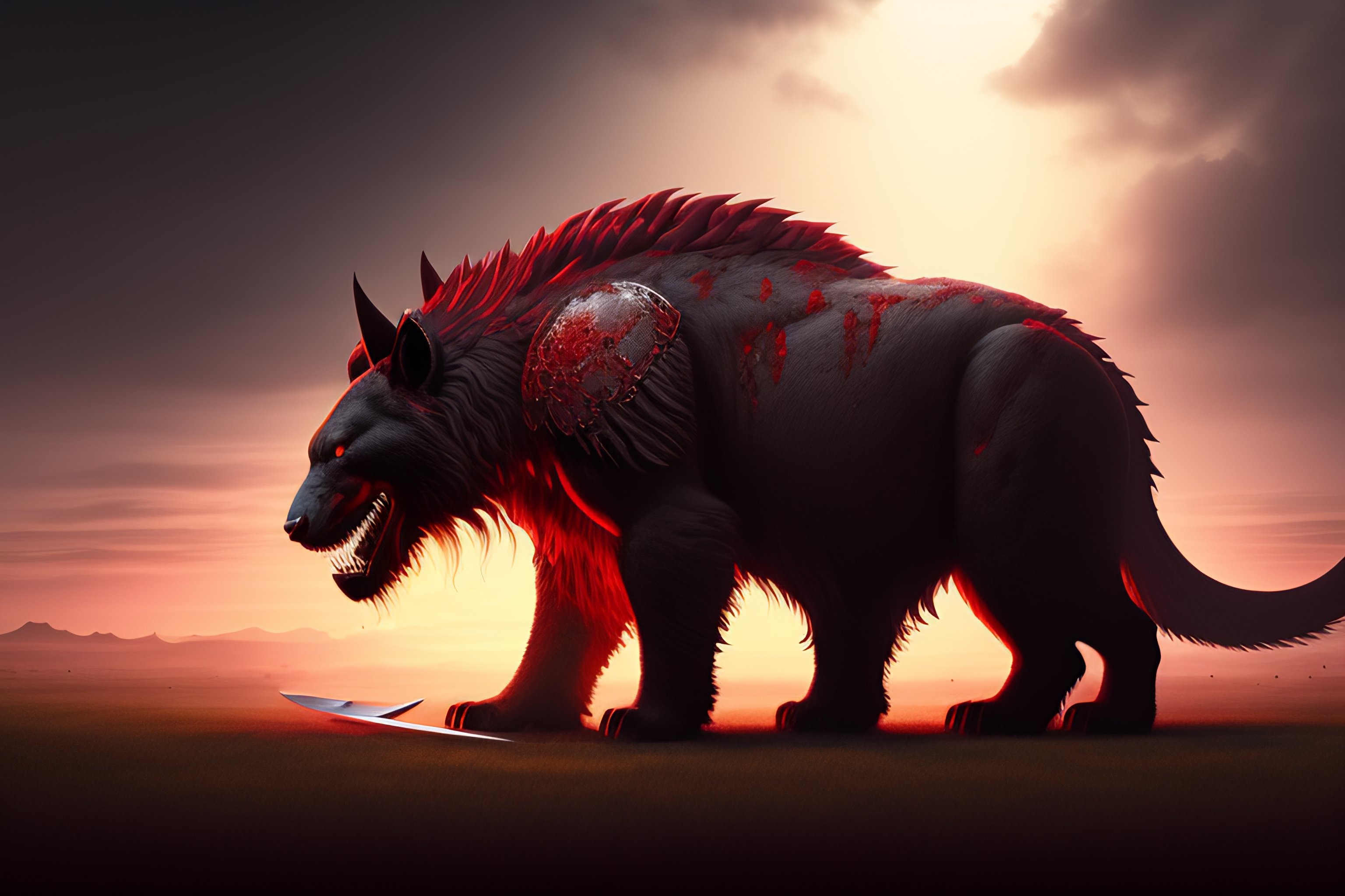 Lexica - Carcass of a monster. The monster is killed by a sword and it ...