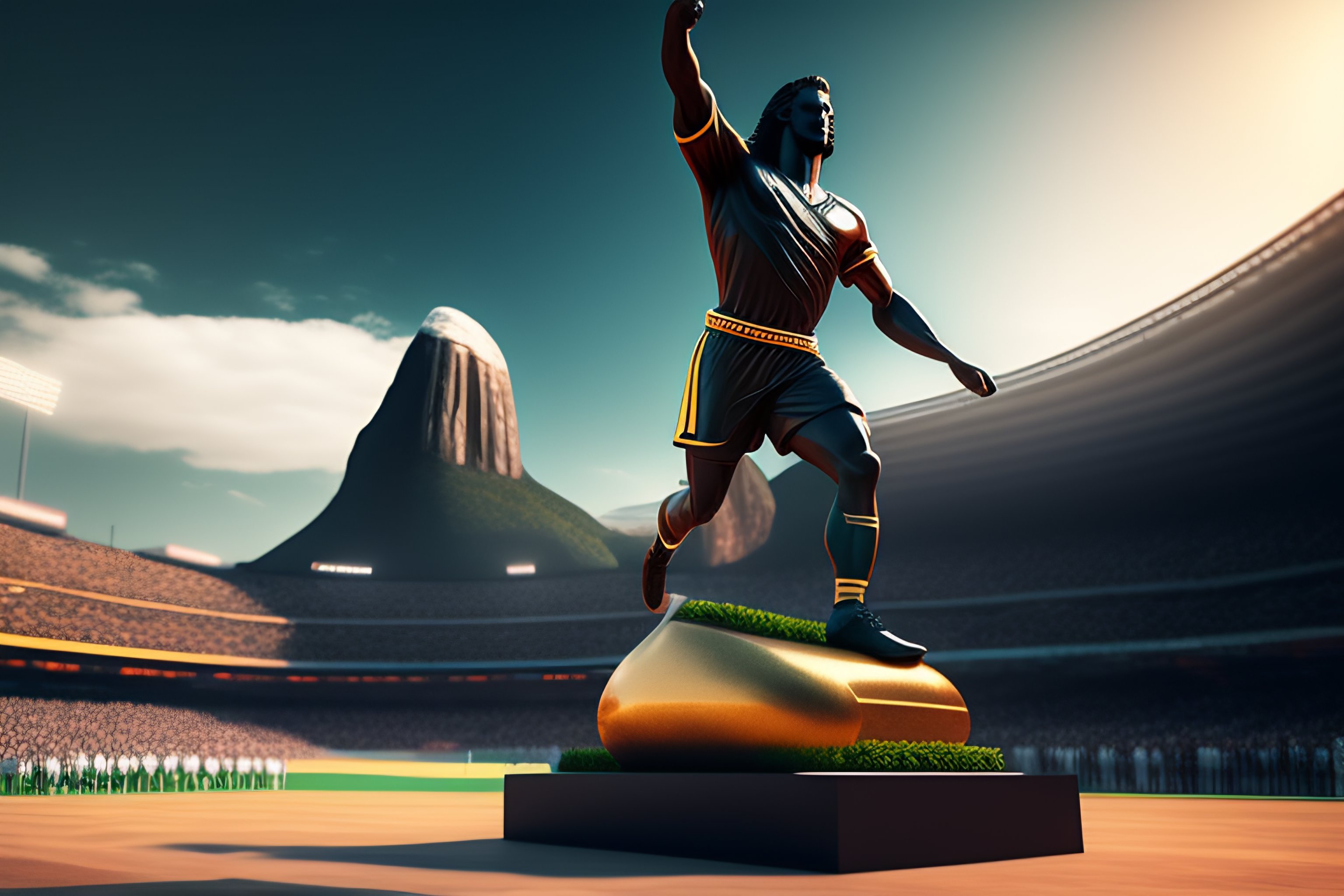 Lexica - Football player Pele statue size like Christ the Redeemer in ...