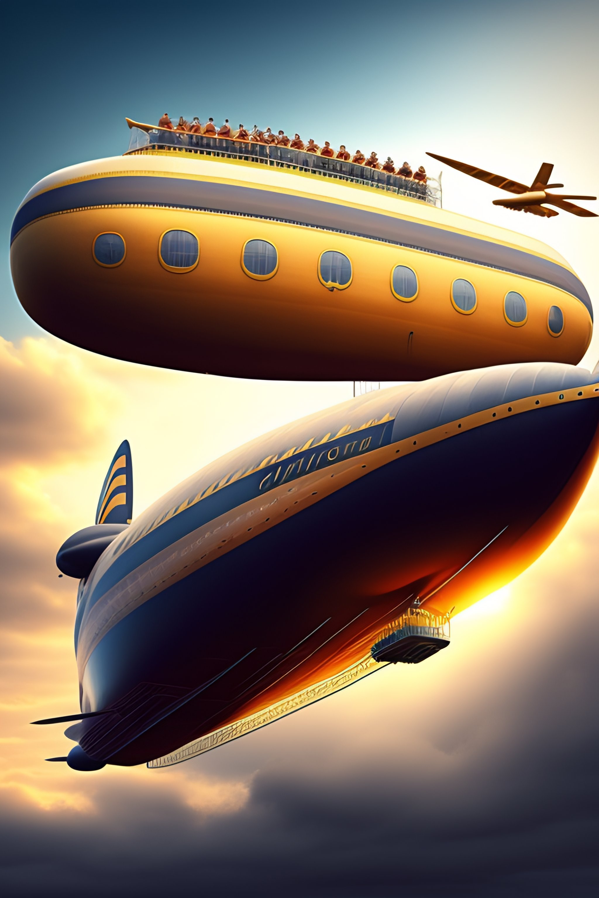 Lexica - Women with wings flying out of airship