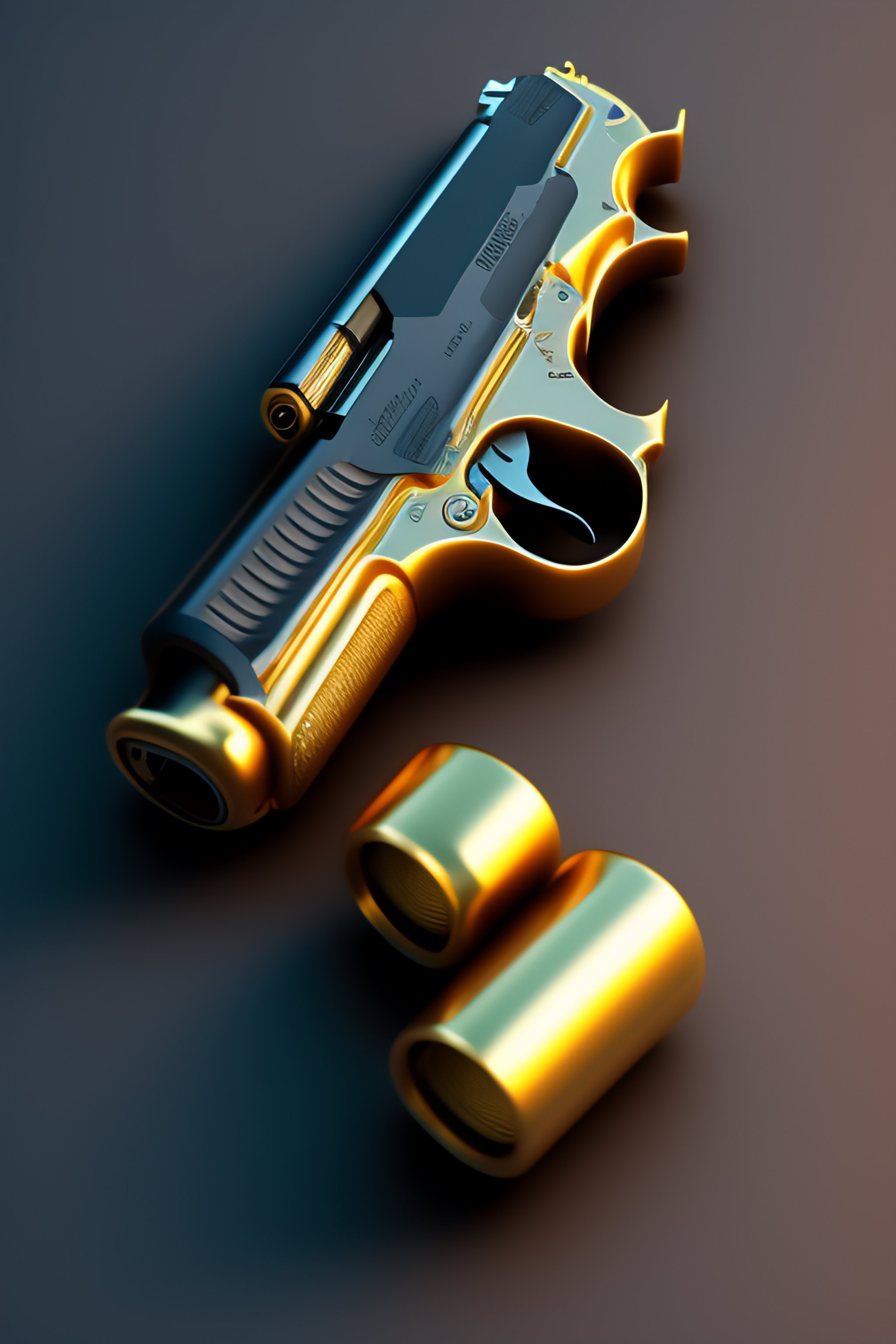 Lexica - Top-down view of a handgun, from above, final render 3d CGI