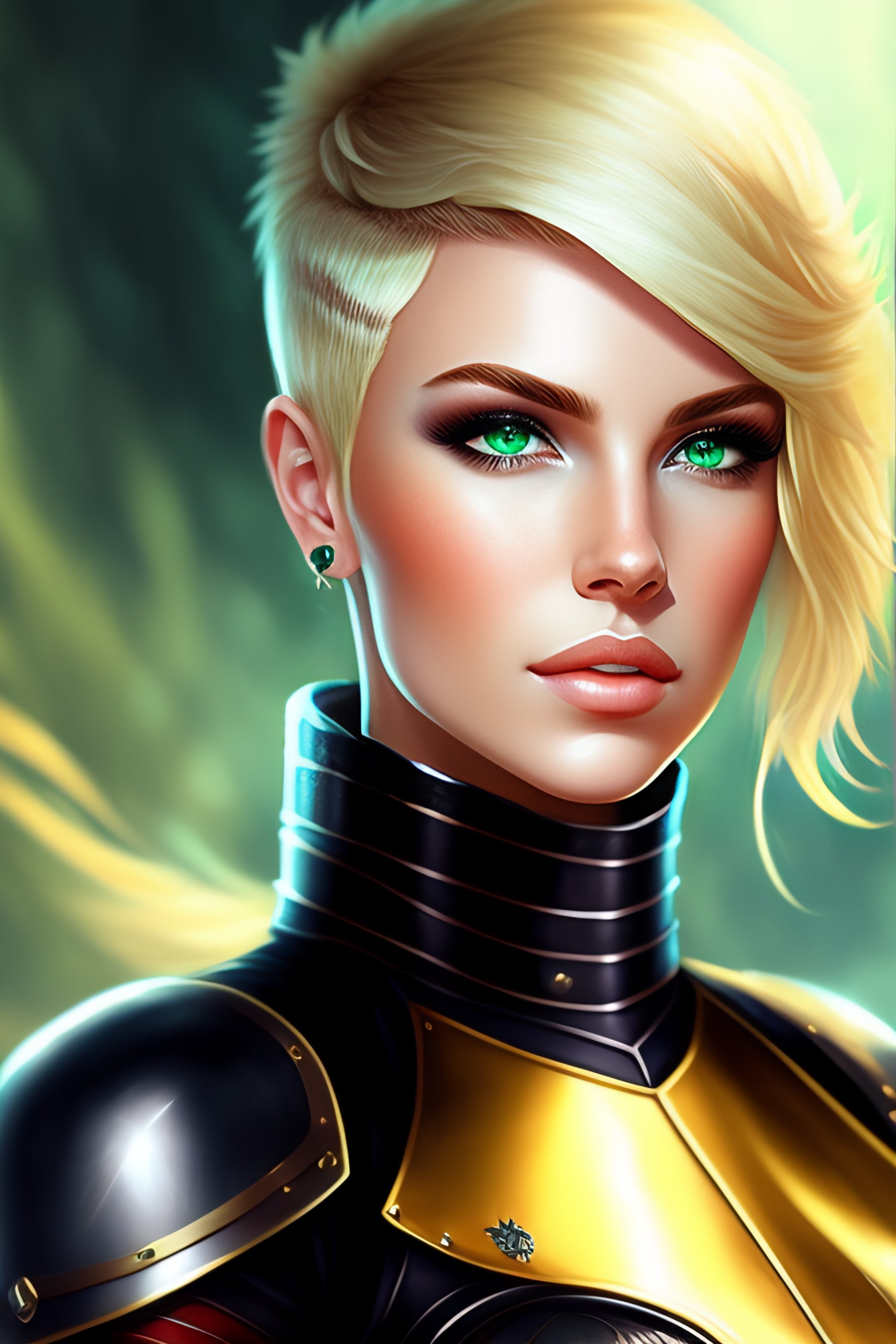 Lexica - Young adult female, leather armour, blonde hair, pixie cut ...