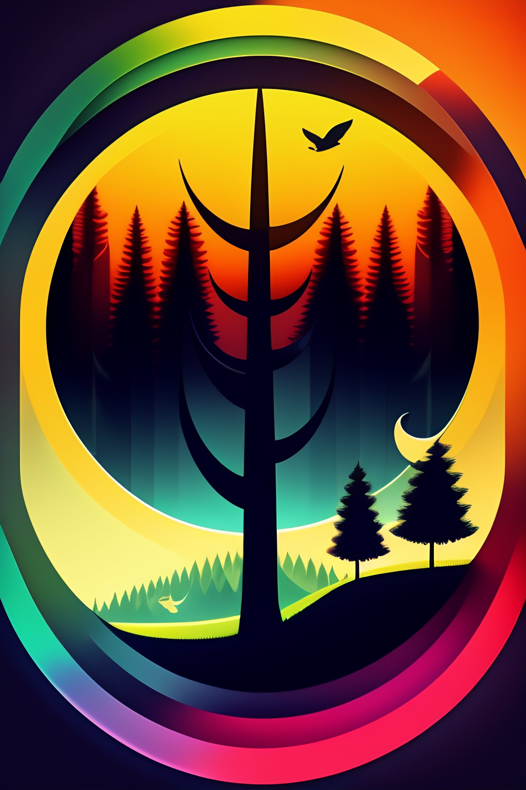 Lexica - Logo game, sharp axe cutting trees, in circle, cartoon, text ...