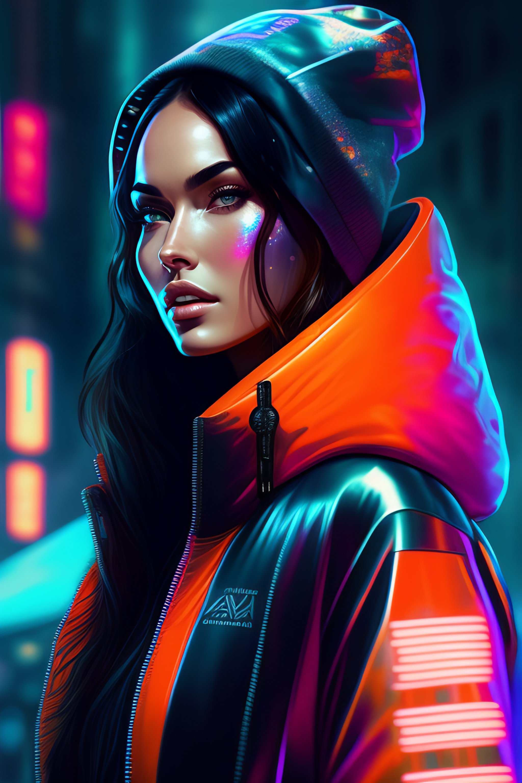Lexica - Detailed portrait megan fox neon operator girl cyberpunk ...