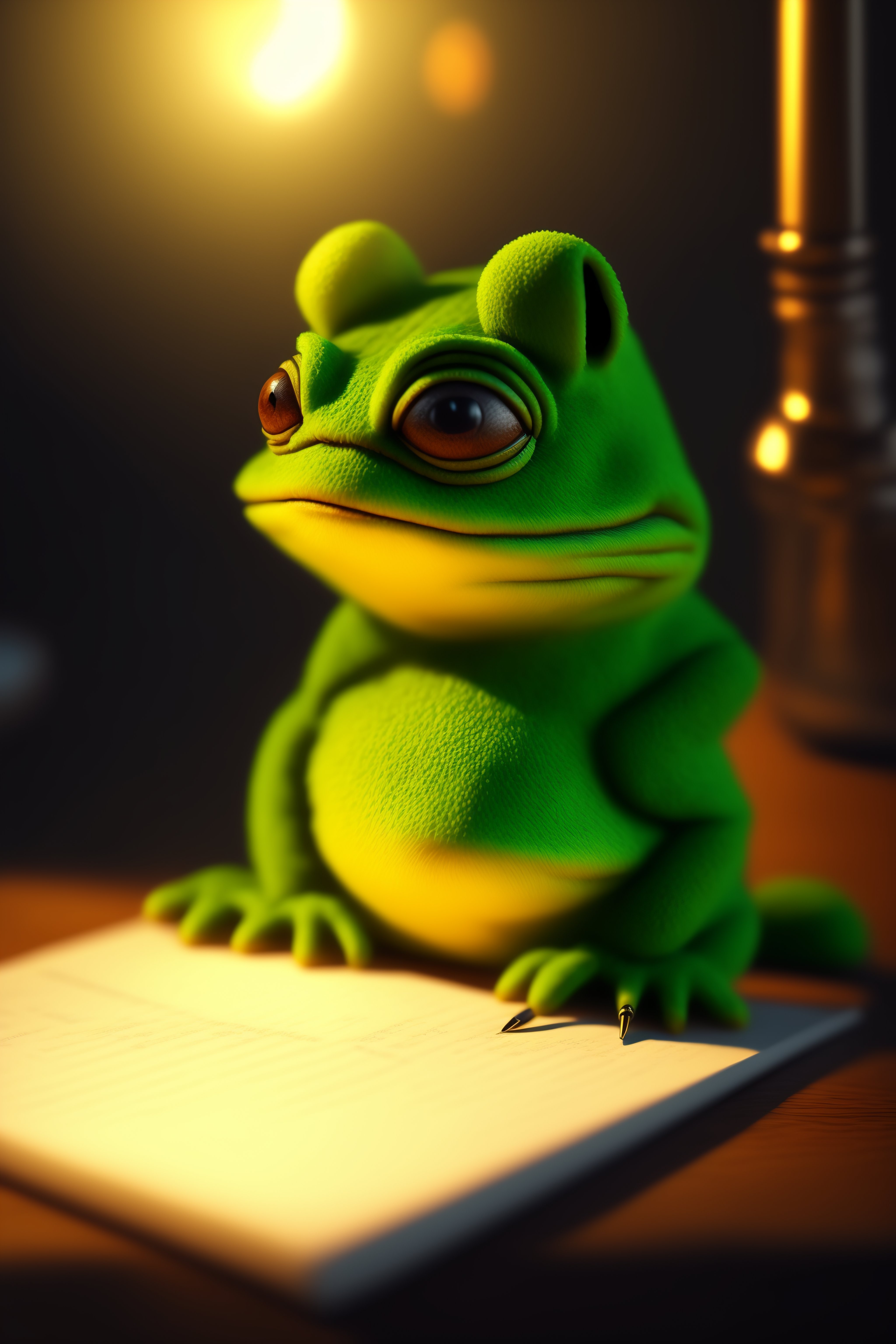 Lexica - An exhausted pepe the frog commiting tax fraud, paperwork ...