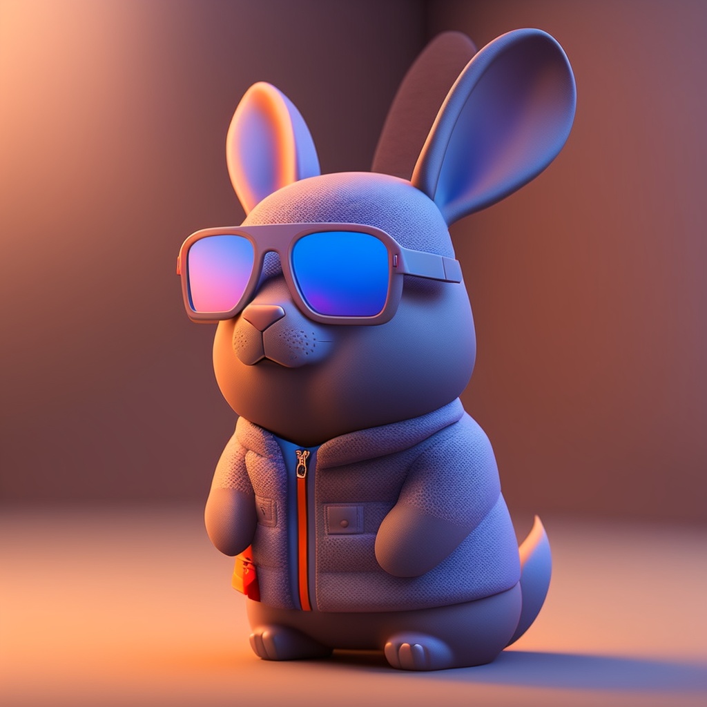 Lexica - An iconic 3D clay render of a pop rabbit in a trendy outfit ...