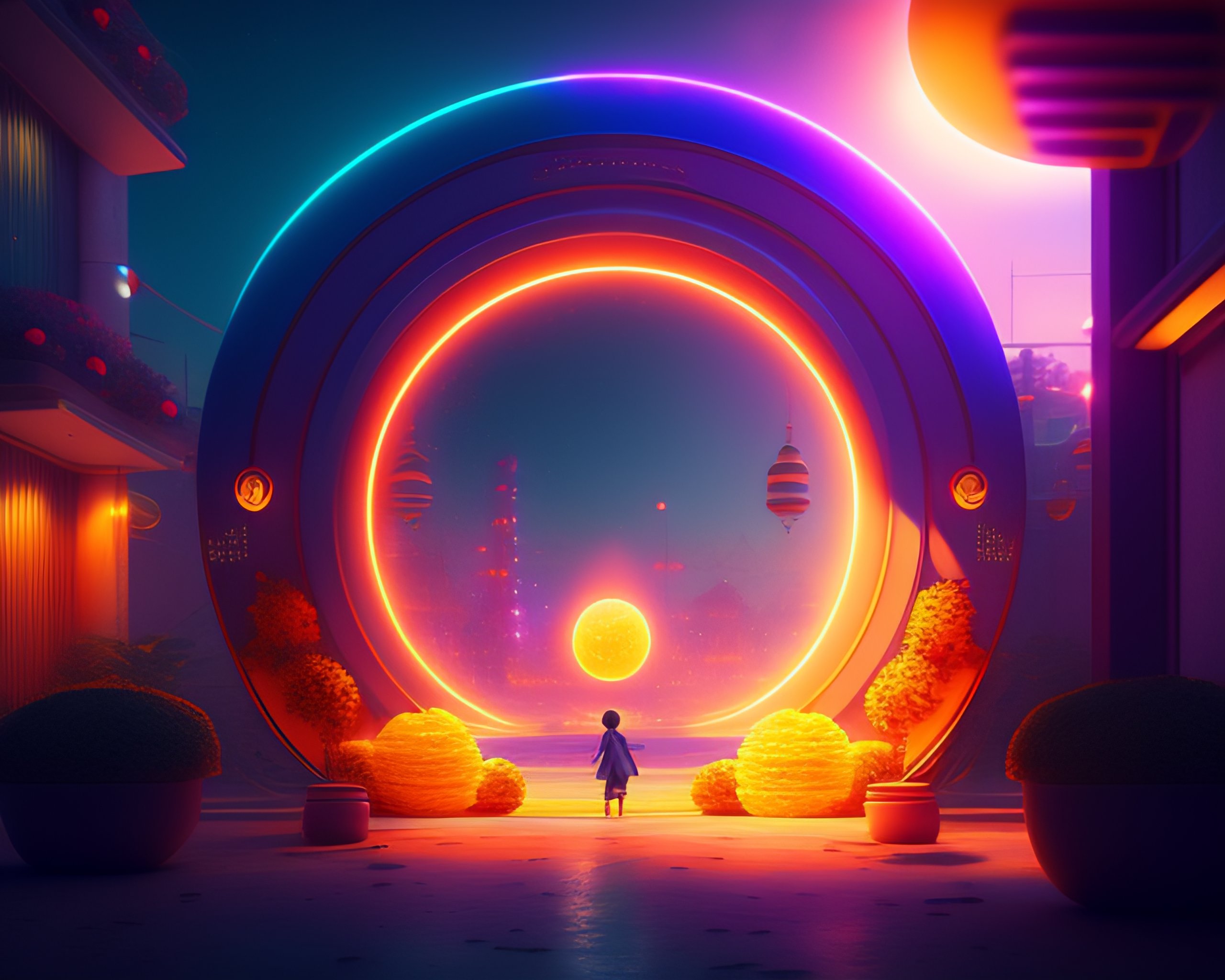 Lexica - A matte painting of children playing with orbs of light in a ...