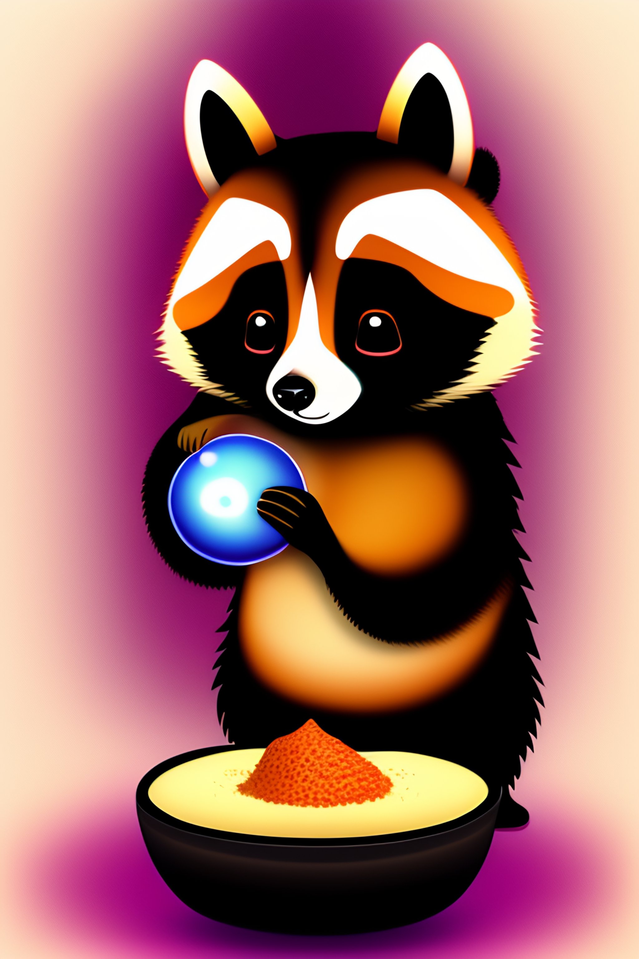 Lexica - Cartoon cute raccoon doing a magic trick