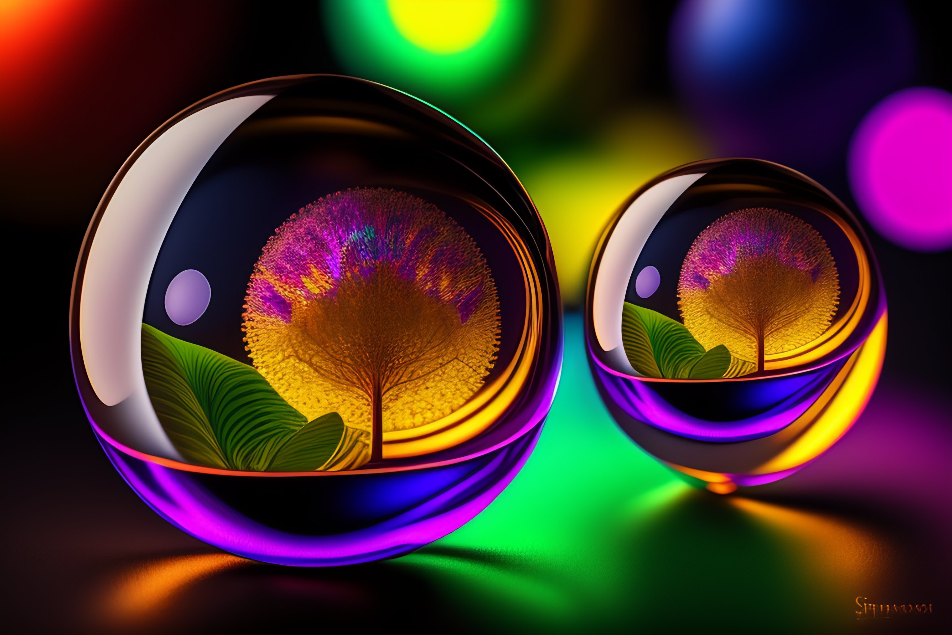 Lexica - Glass plant, micro, glass sphere, refractive, fractal, shinny ...