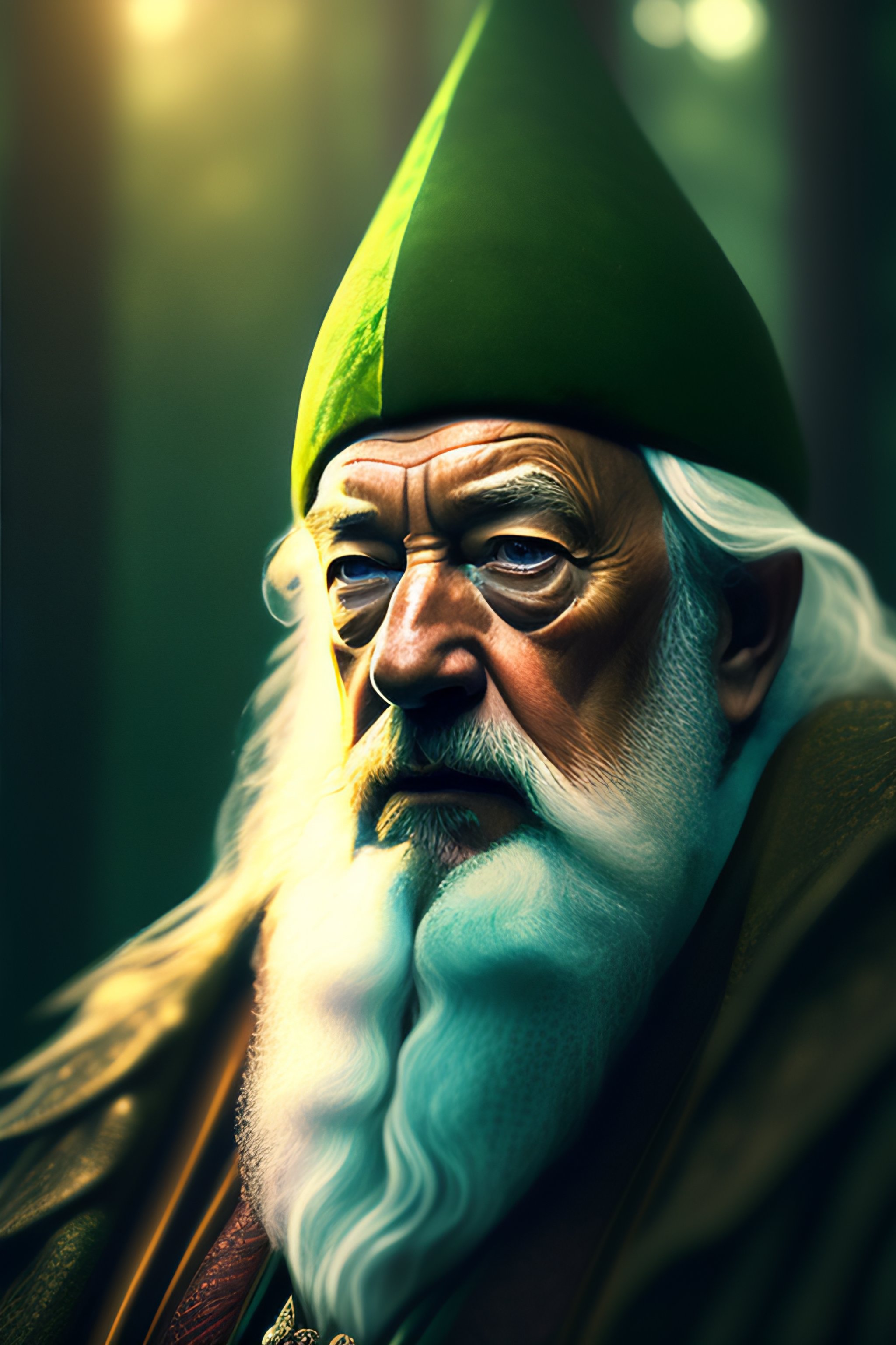 Lexica - Michael Gambon as Dumbledore, magical, forest, evening, green ...