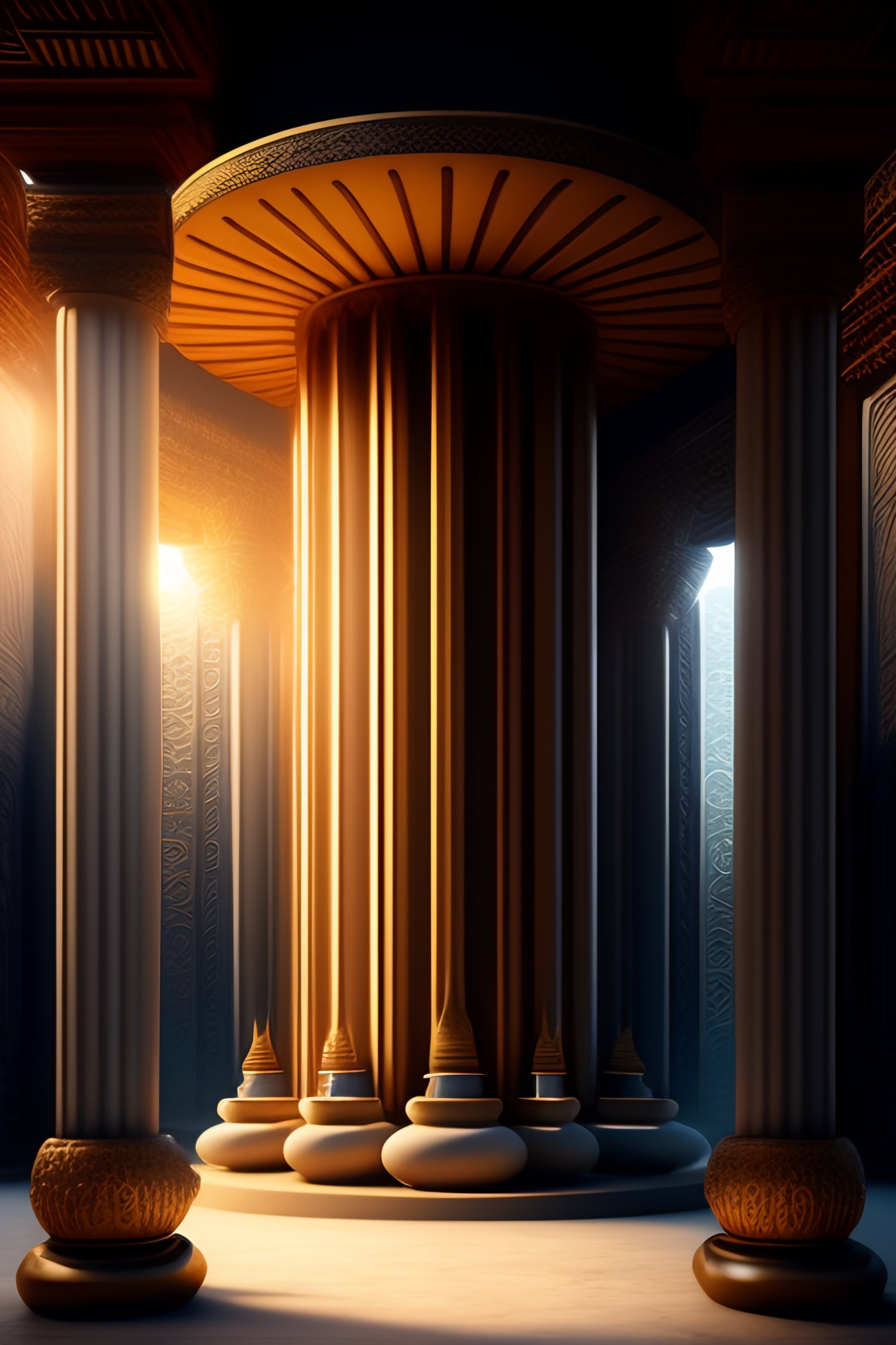 Lexica - Ancient, mushroom column, temple interior altar,throne