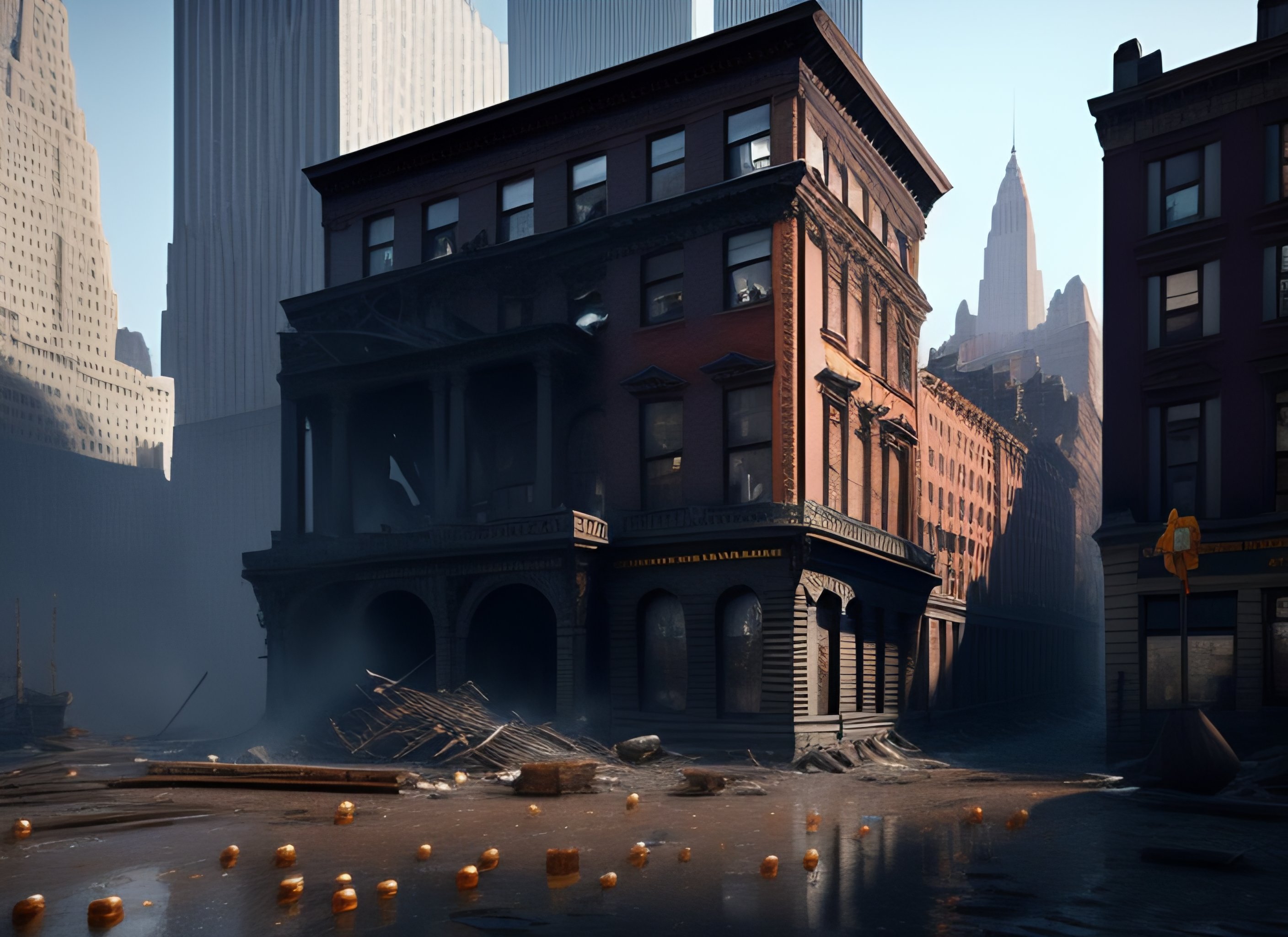 Lexica - Totally burnt down and collapsed wreckage in 1920th New York ...