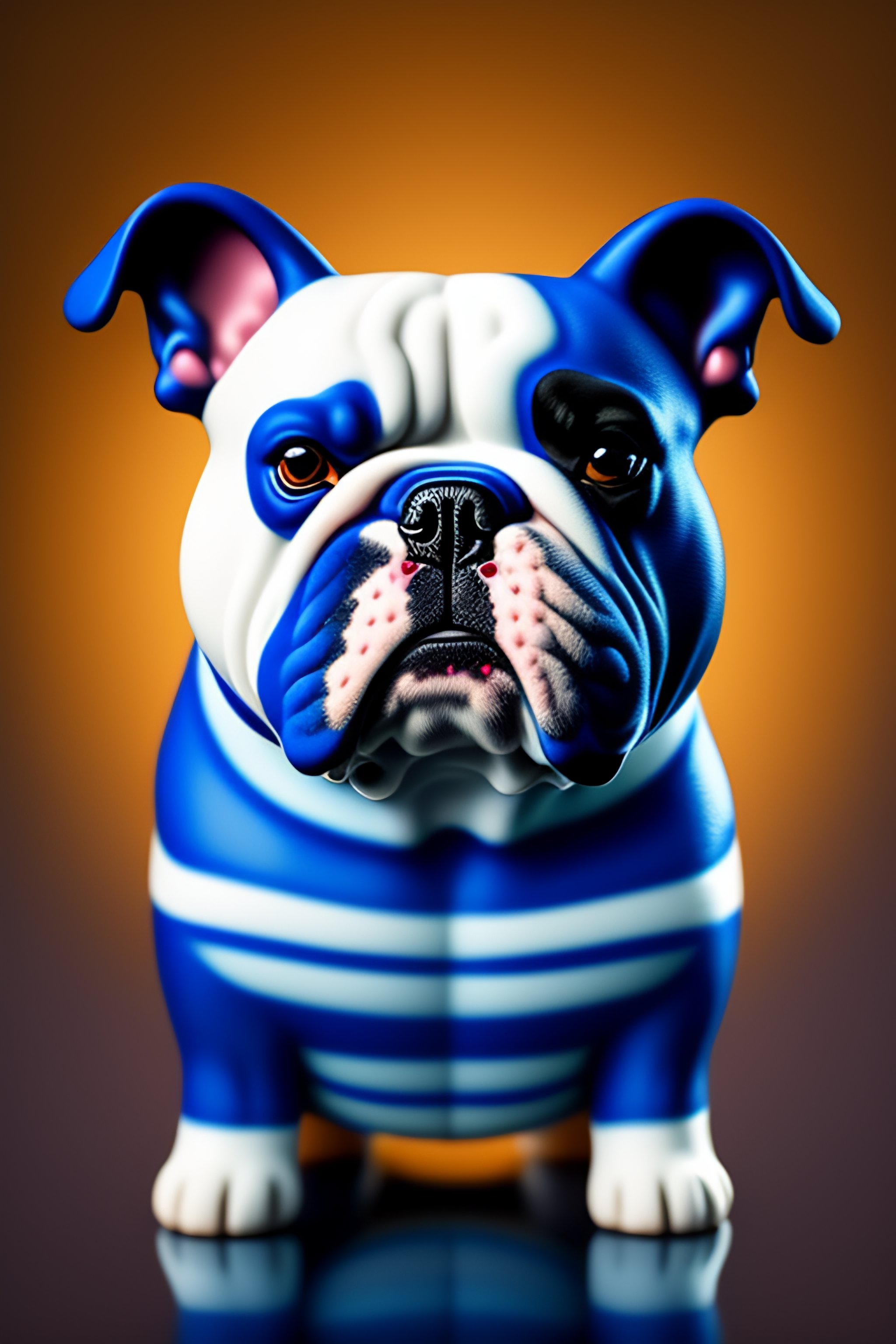 Lexica - A blue police custom silly bulldog, stick, back