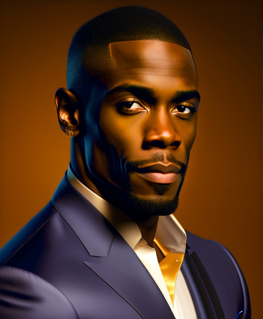 Lexica - A man with black skin, gold eyes, looking at camera, lovesick ...