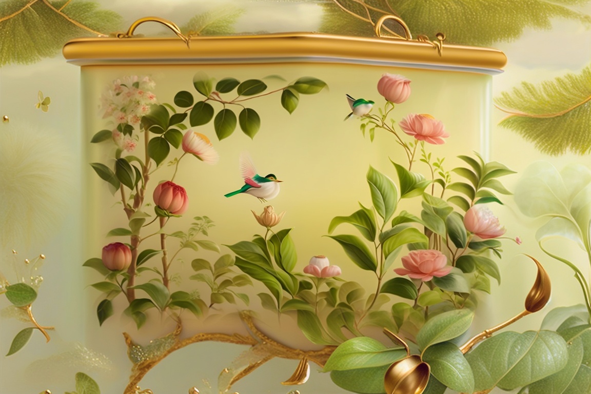 Lexica - Singerie, vintage, hand painting, green white