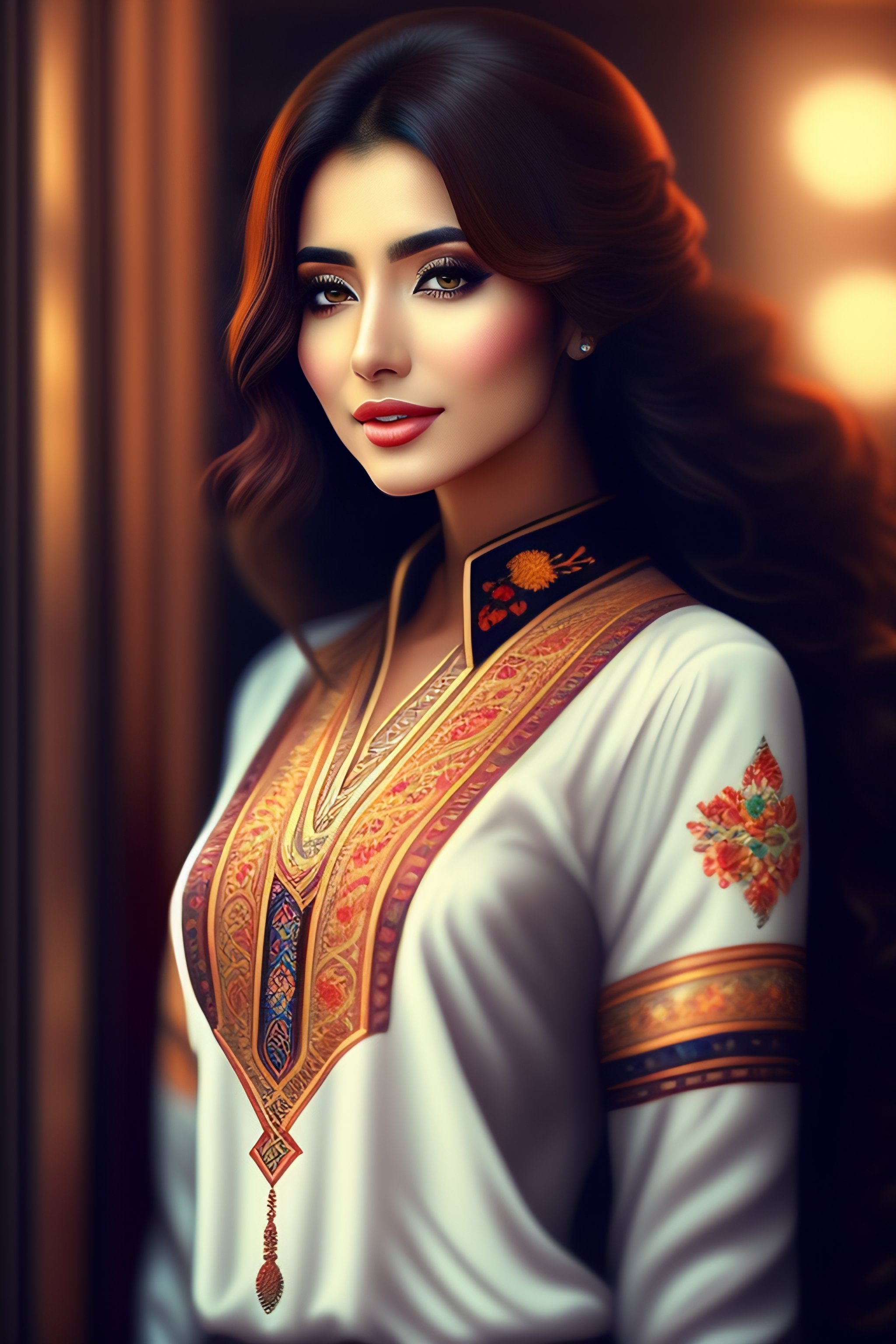 Lexica - Beautiful turkish woman in embroidered shirt, anime
