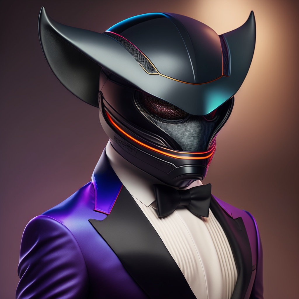 Lexica - Alien masked with tuxedo , have round face and cat eyes