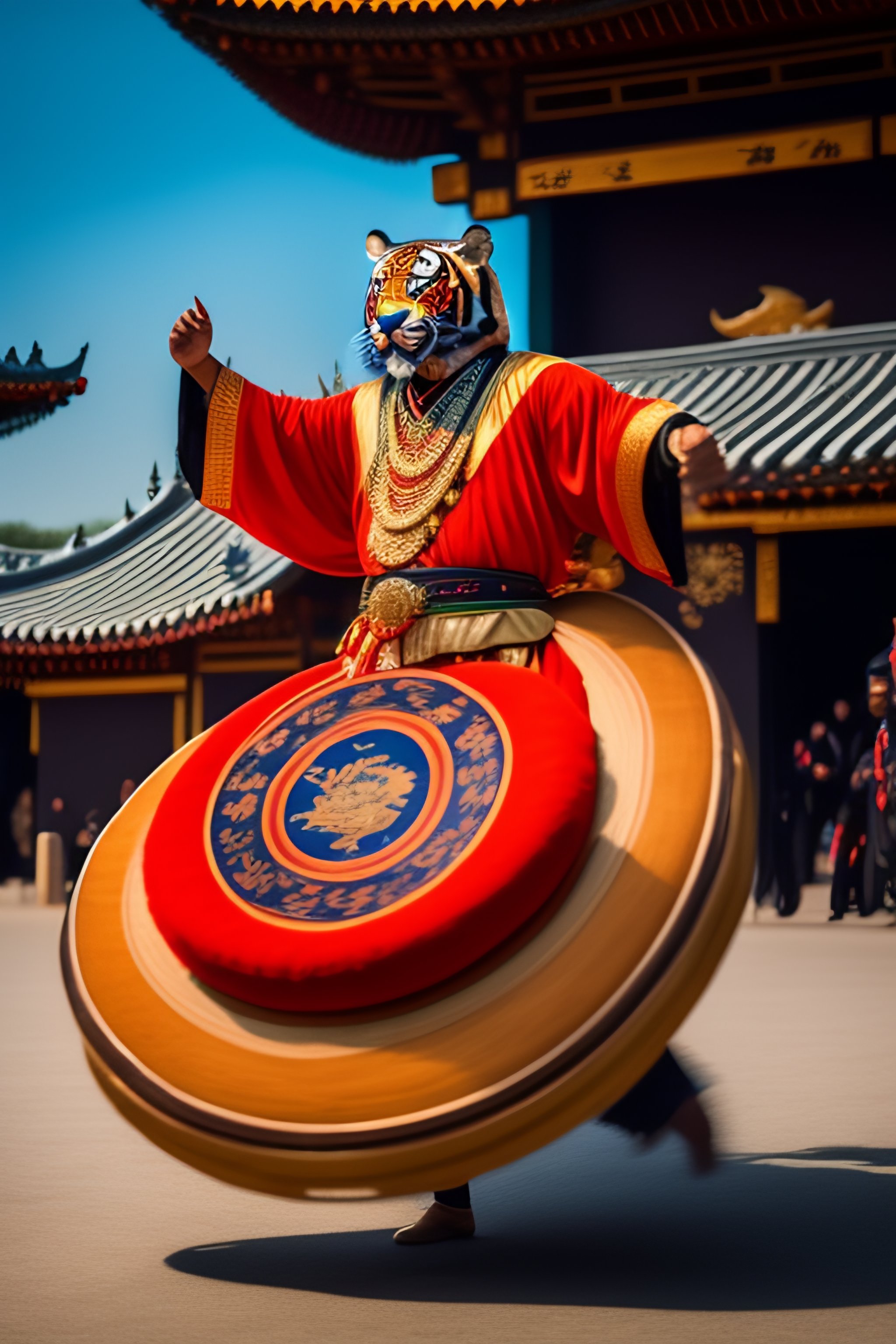 Lexica - A person wearing tiger mask and ancient Tang dynasty clothing ...