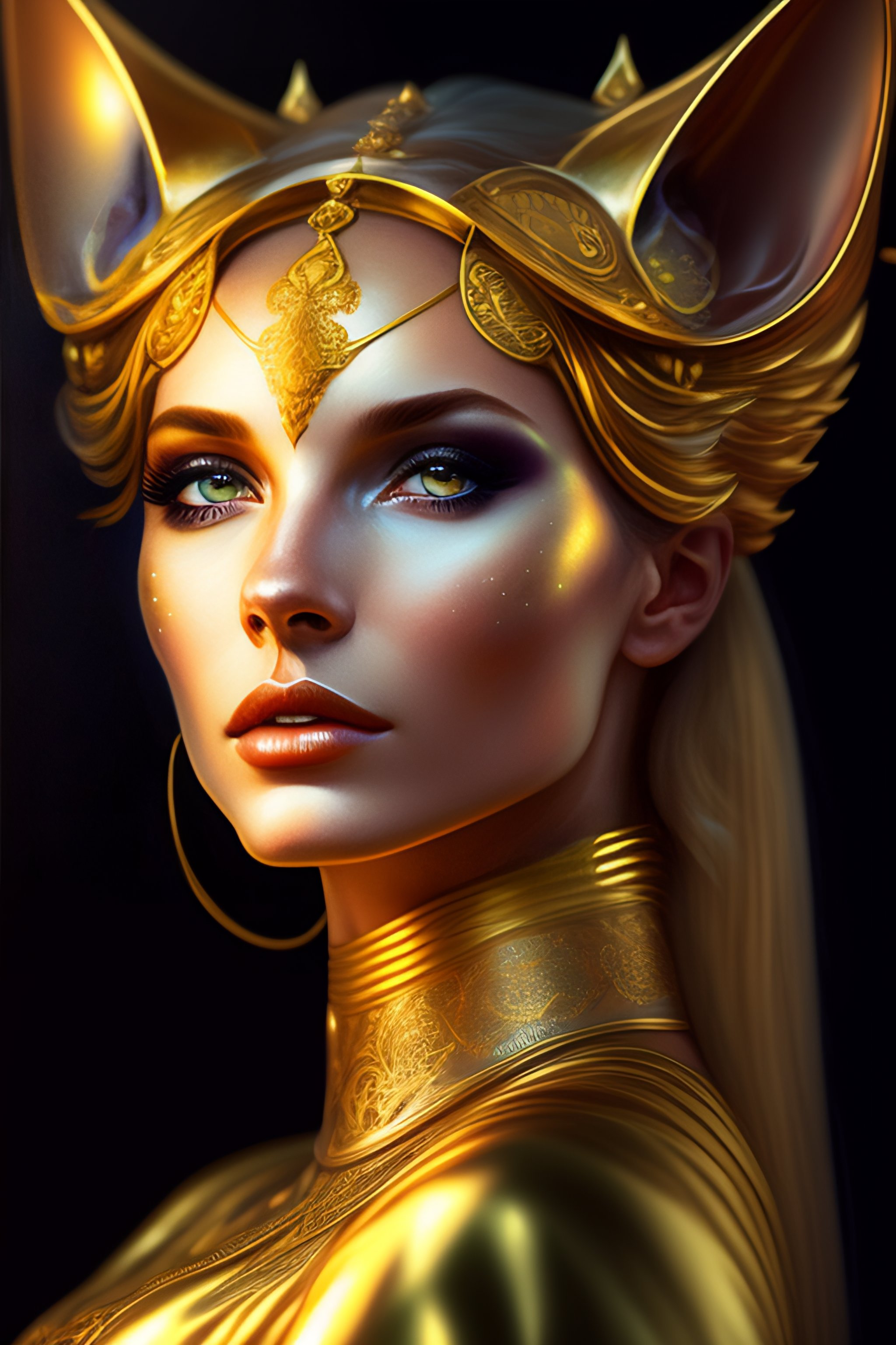 Lexica - Portrait of a half cat half human, face of a cat, feline head ...