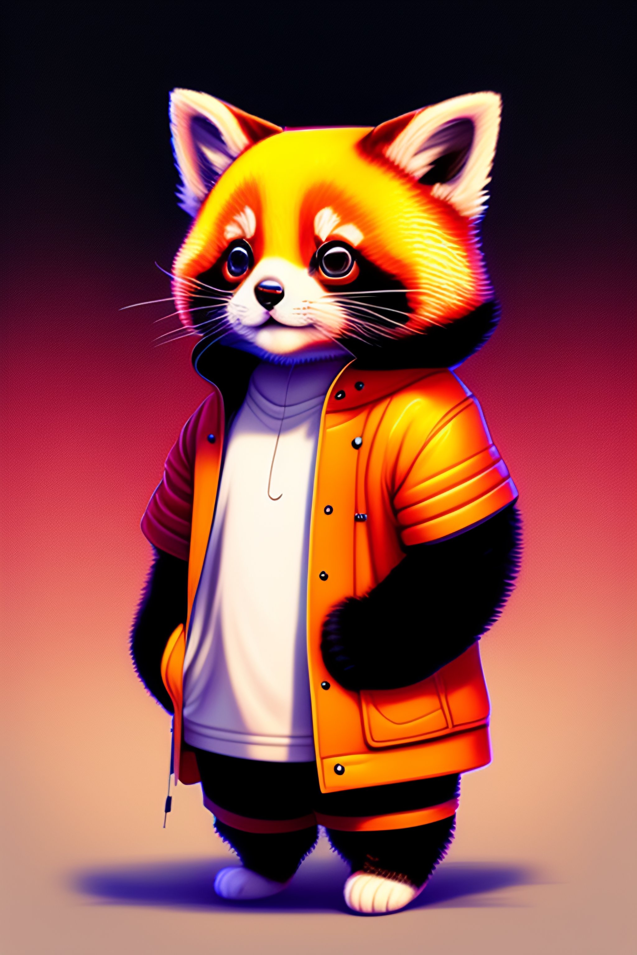 Lexica - Cute small humanoid cat red panda, , wearing urban street ...