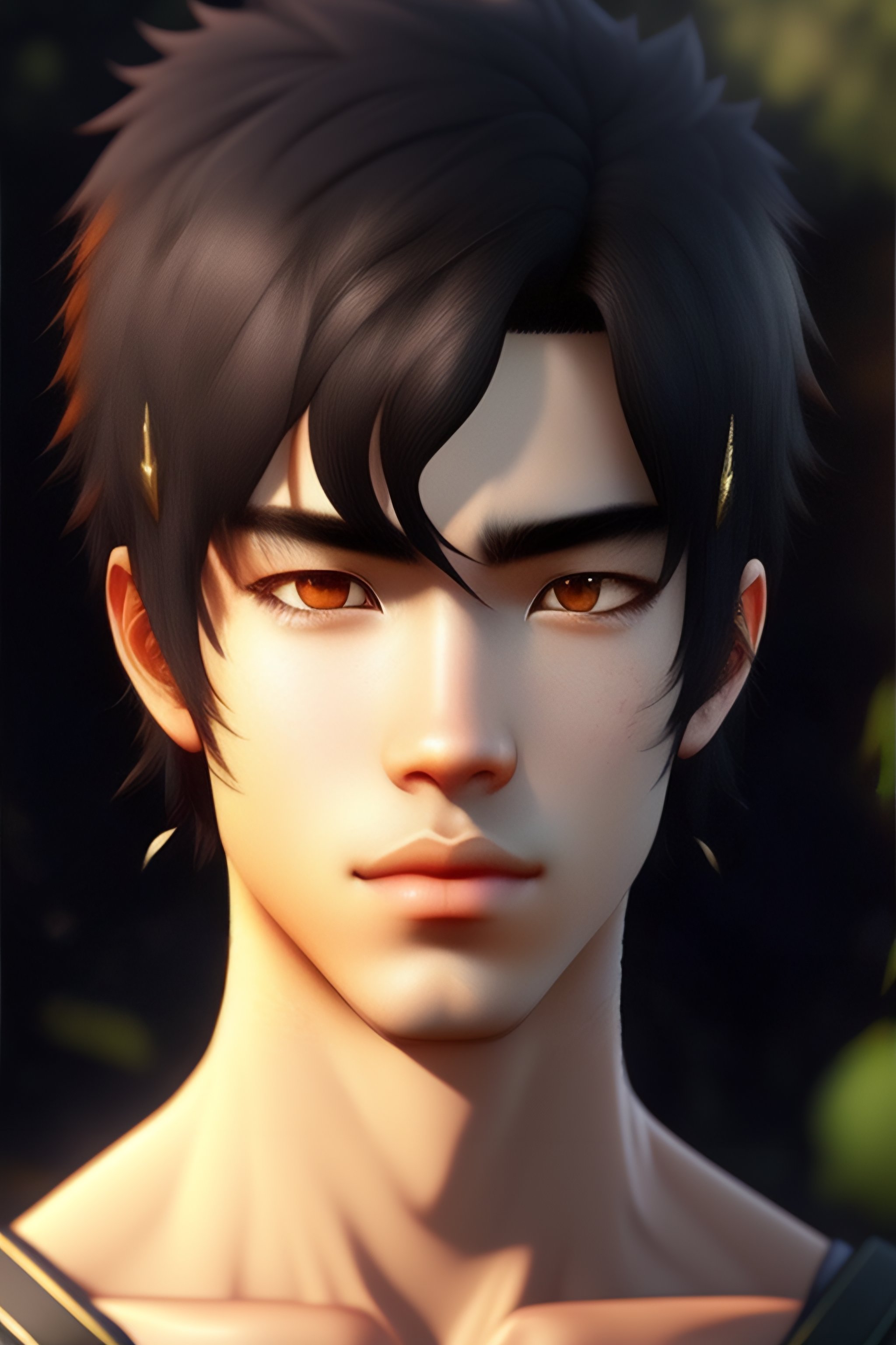 Lexica - Portrait of a 20-year-old men comma black hair anime nordic ...