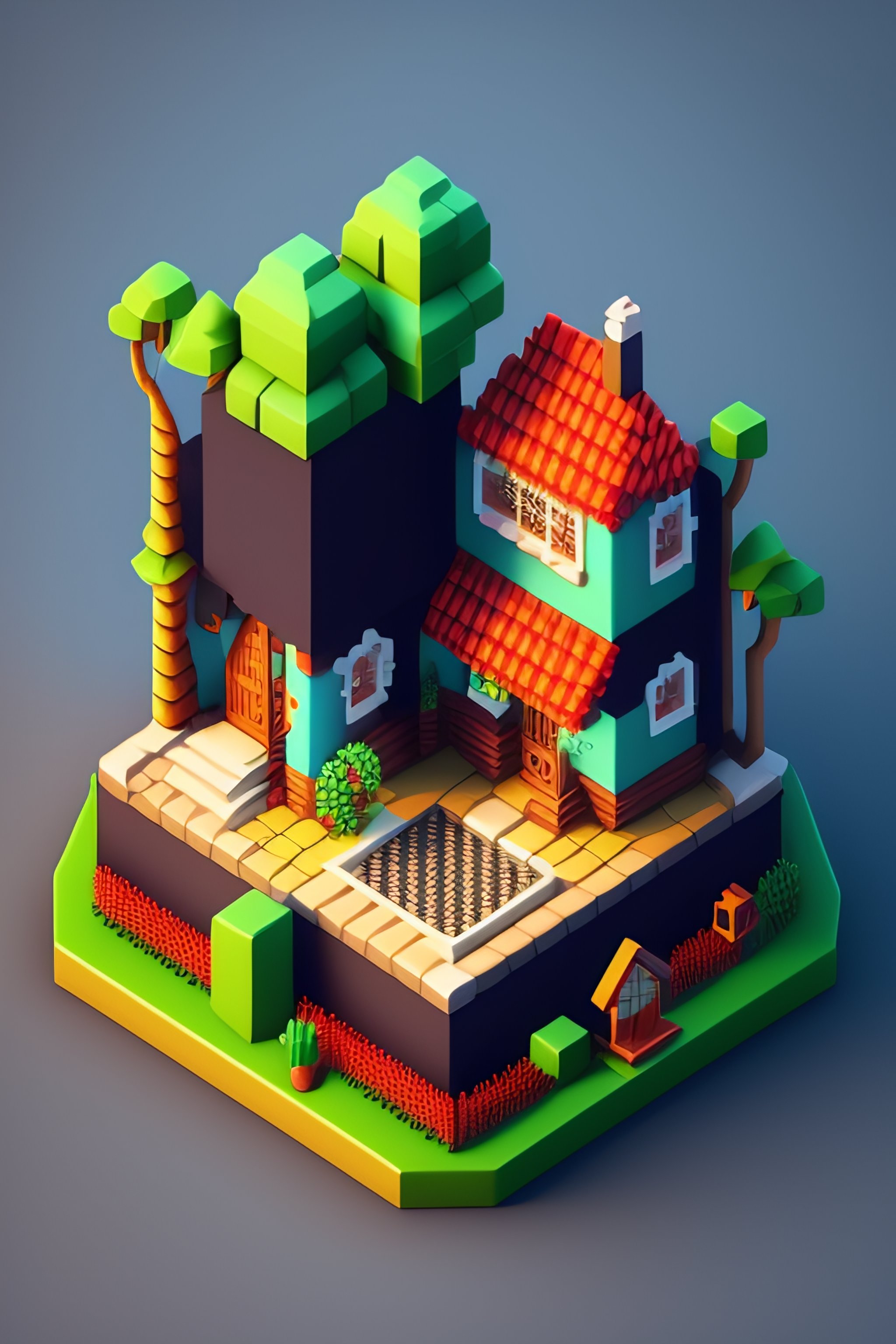 Lexica - Detailed isometric real estate, pixel art, c4d, full focus, isolated background