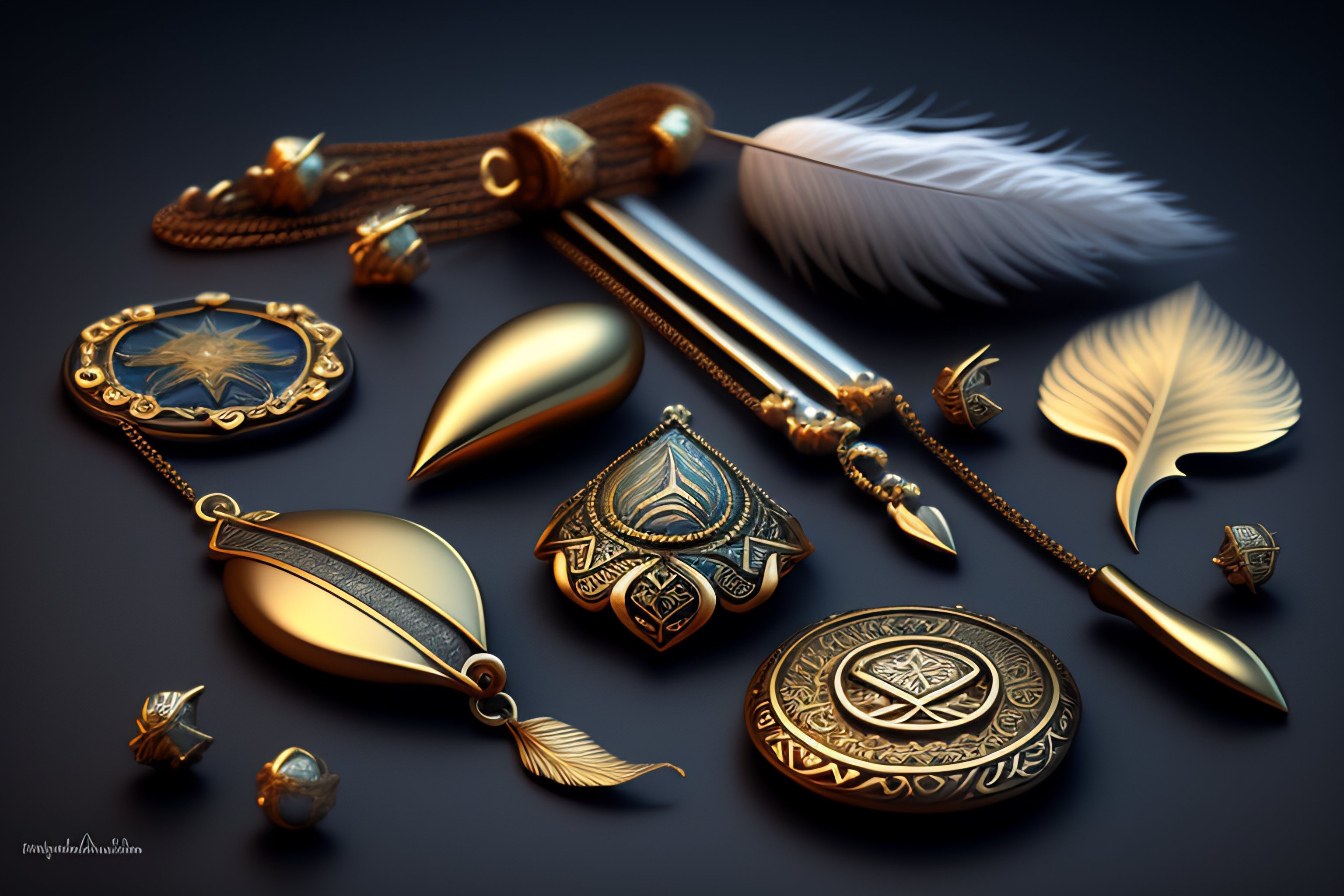 Lexica - Magic amulets some made of bones and feather, digital art, 4k ...