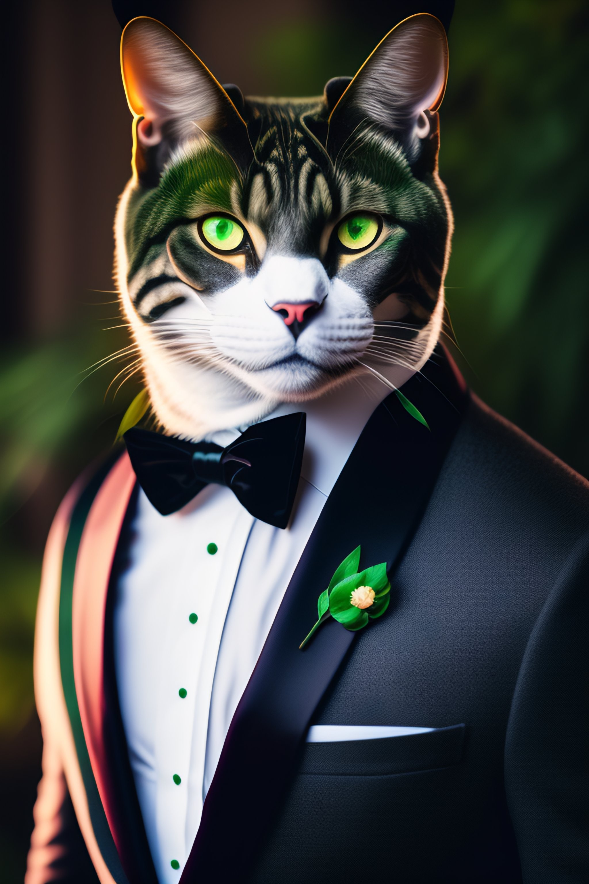 Lexica - A cat wearing a suit and tie with green eyes, a stock photo by ...