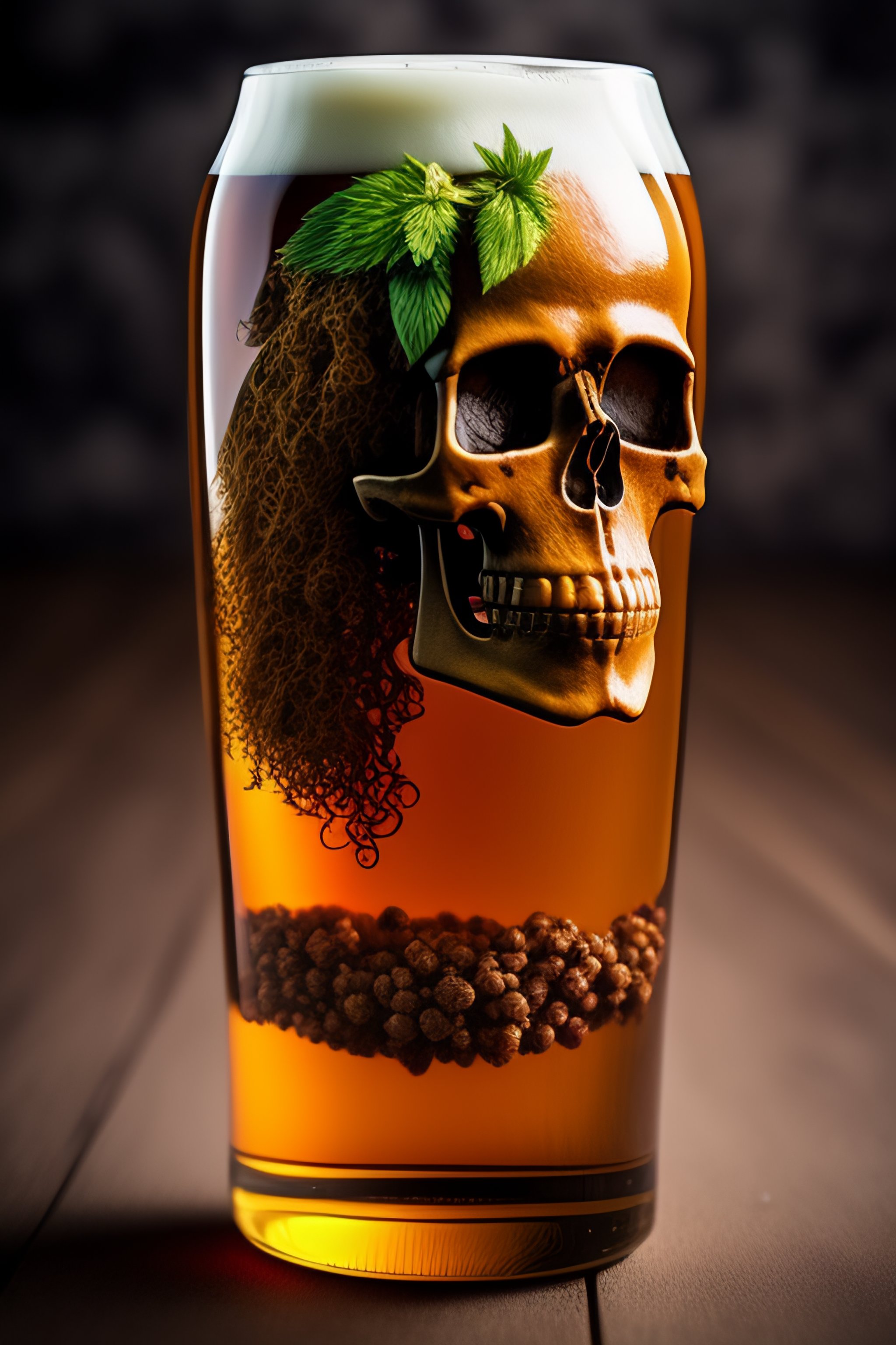 Lexica - Skull with beard made of hops