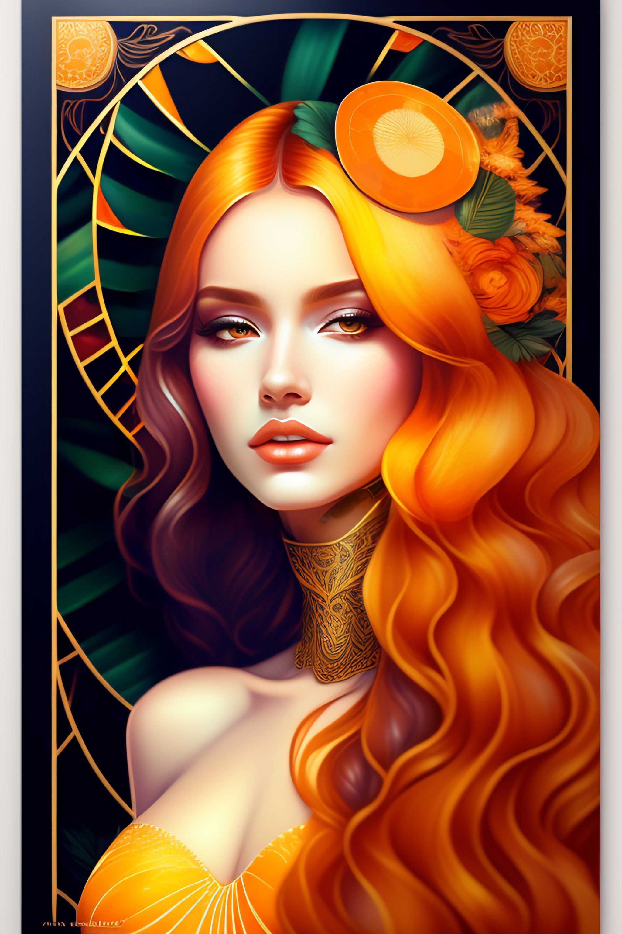 Lexica - Fashionable queen of the monstera, white face, symmetrical ...