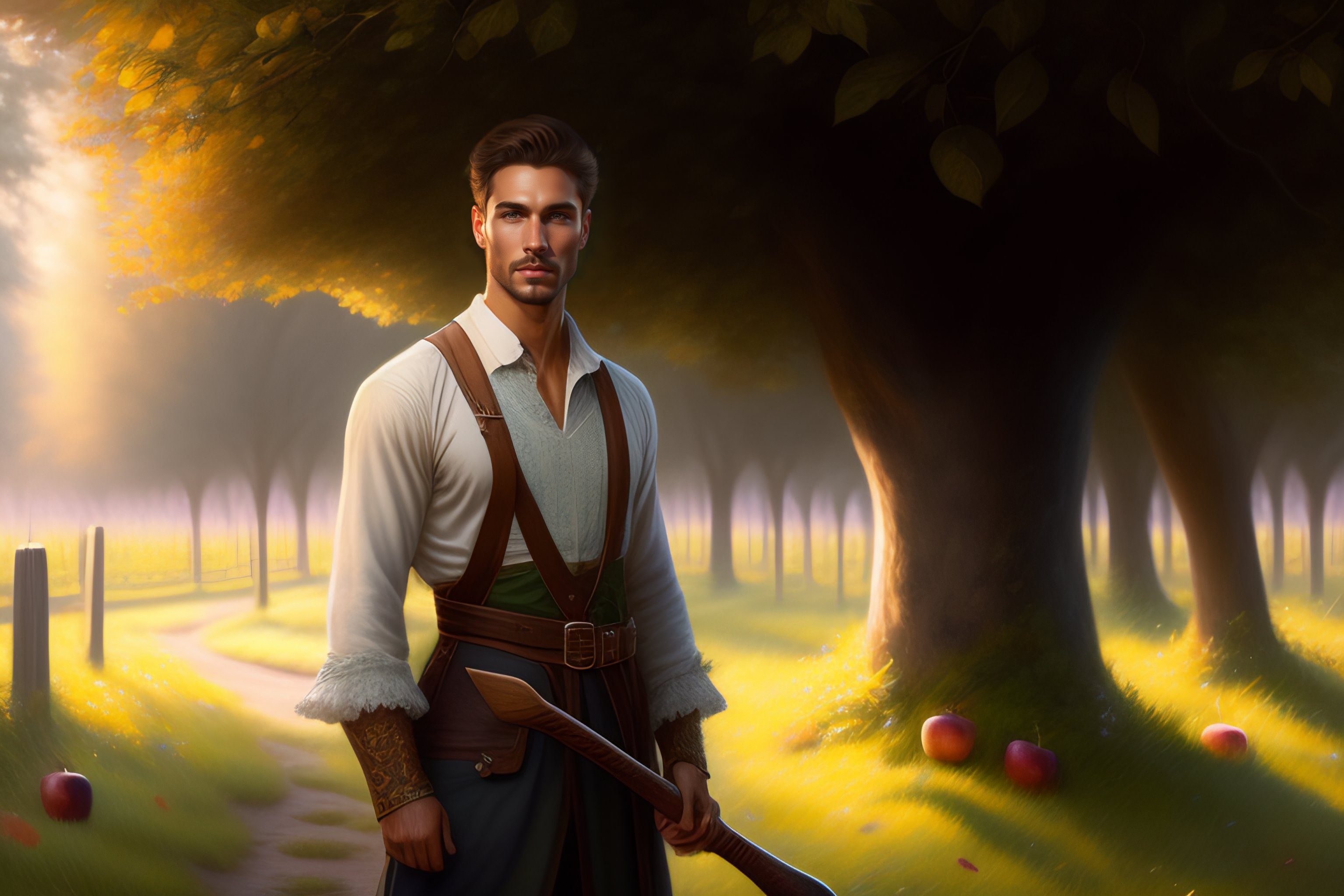 Lexica - Photo of a young poor man holding an axe, standing at a ...