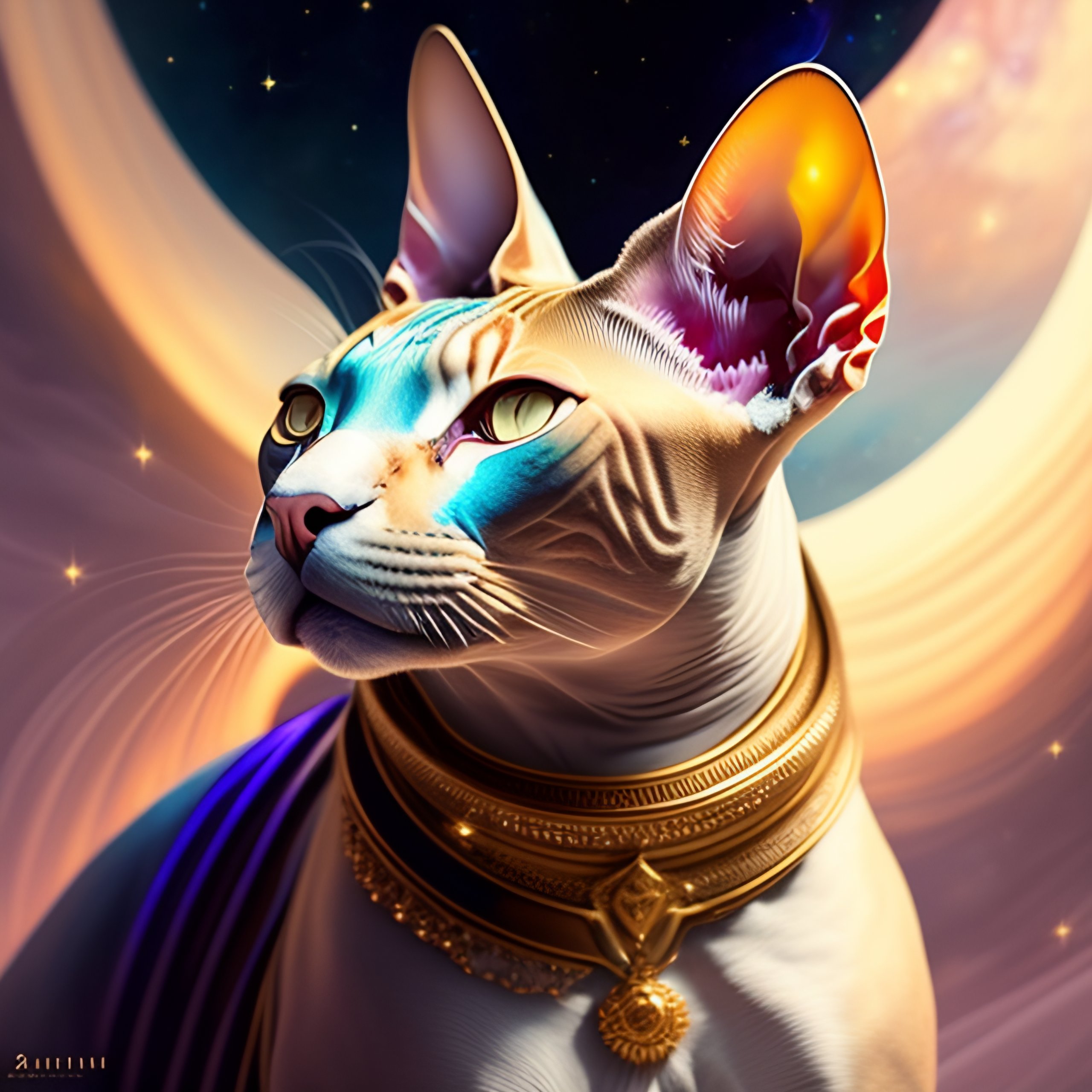 Lexica - Stunning cosmic portrait of beautiful a Sphynx cat, Wearing a ...