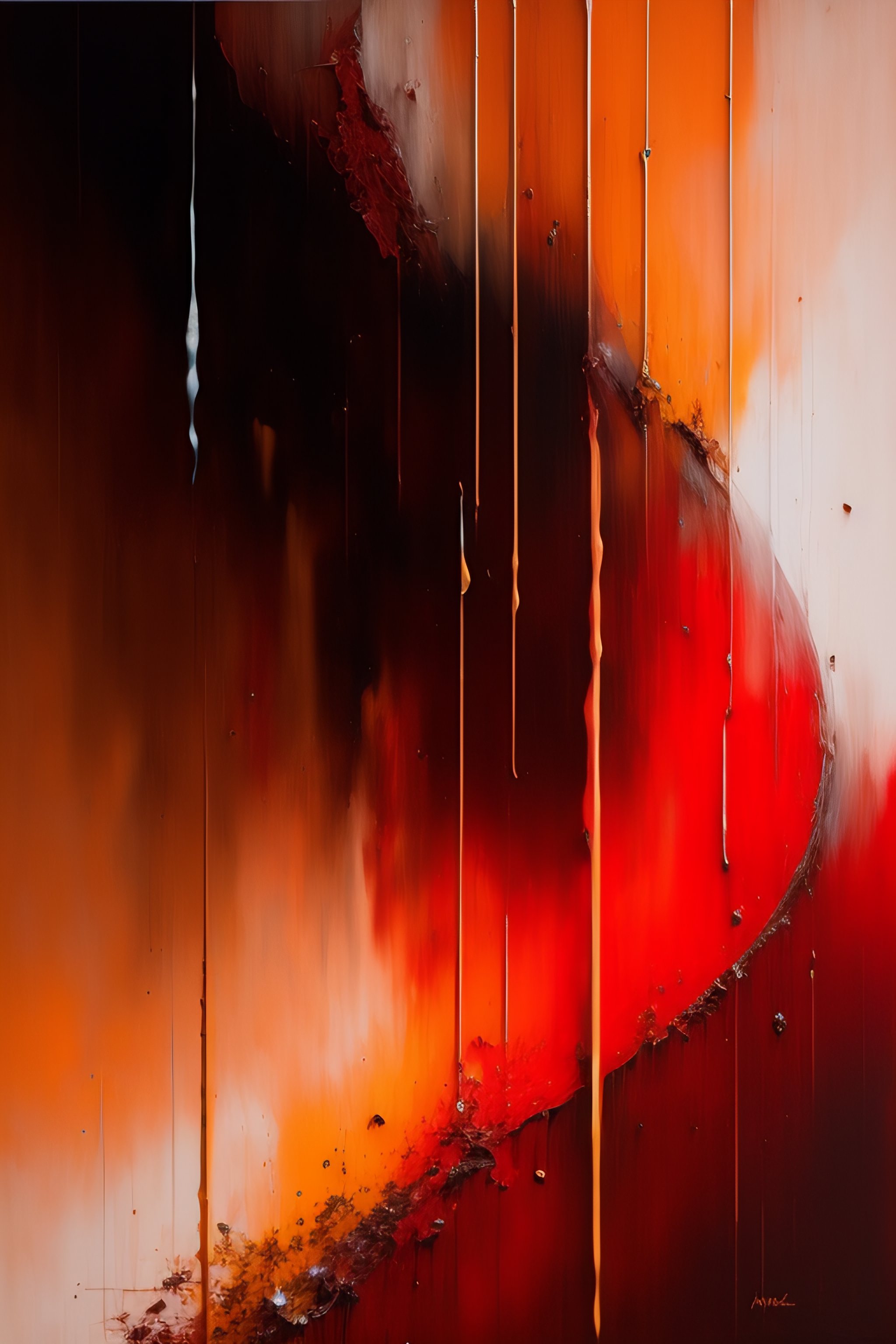 Lexica - Russell Mills, peeling paint, abstract, mixed media, brown, red,