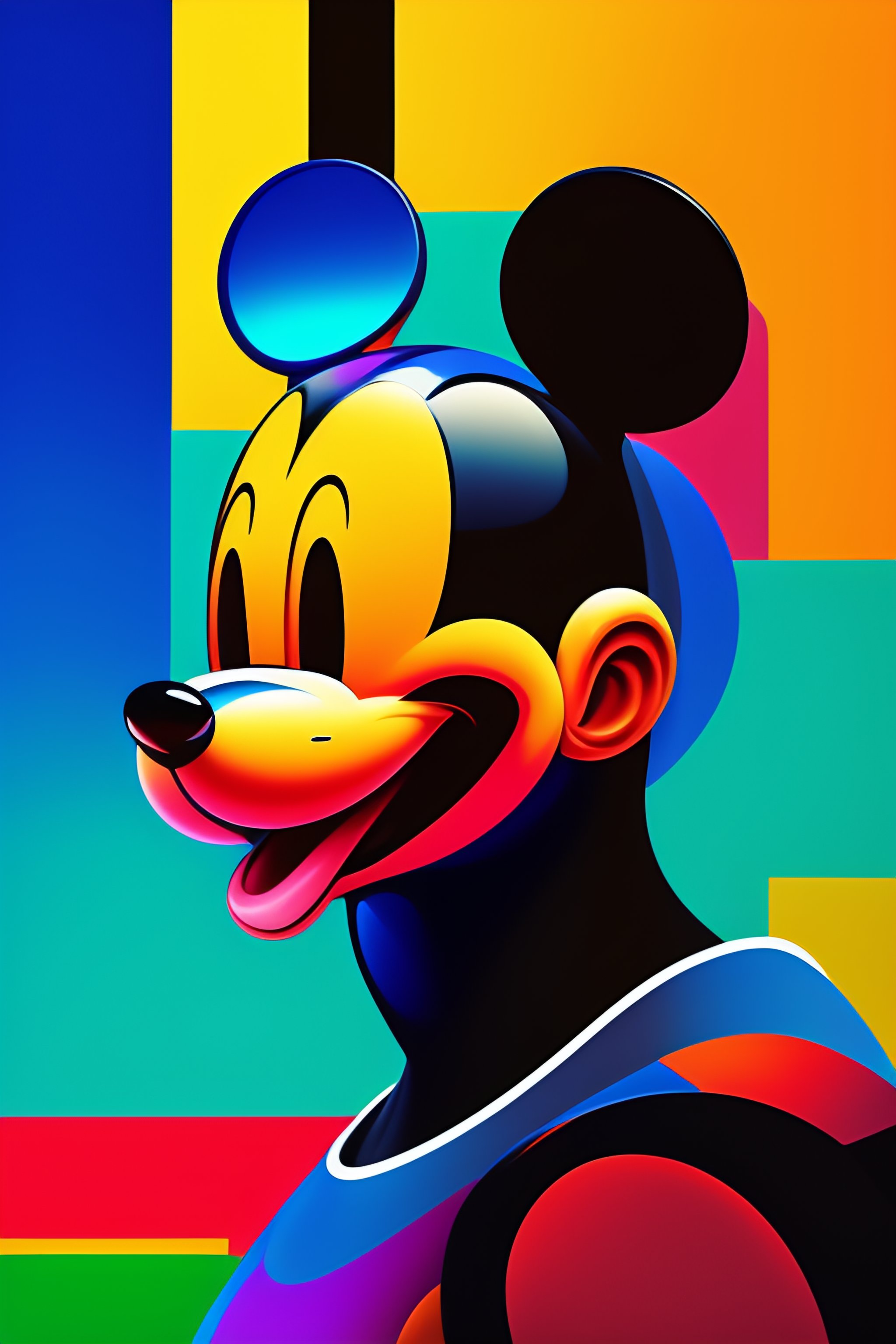 Lexica - Portrait of a Mickey mouse in race, picasso style