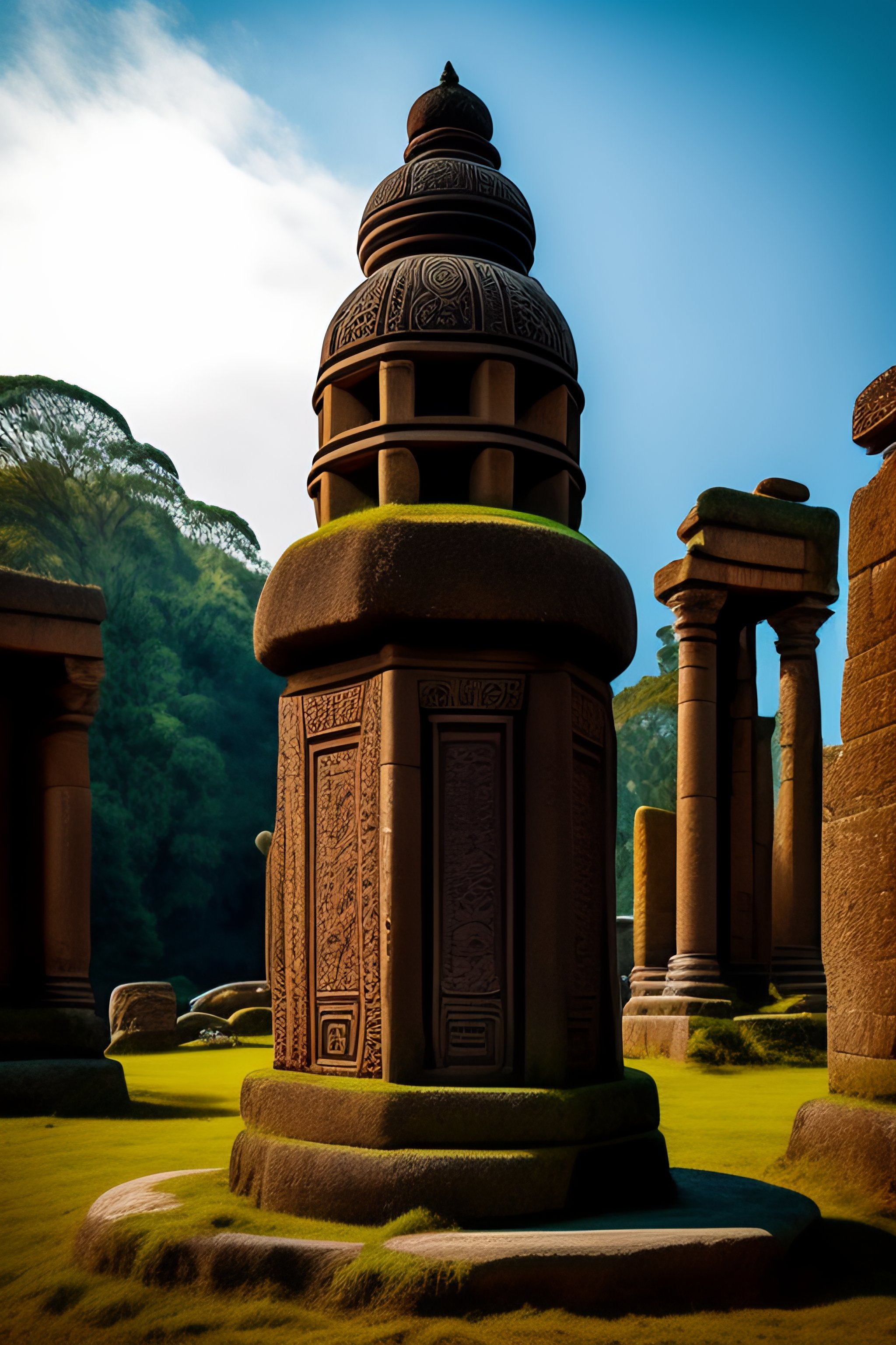 Lexica - Ancient stone mushroom man totem,temple, ruins