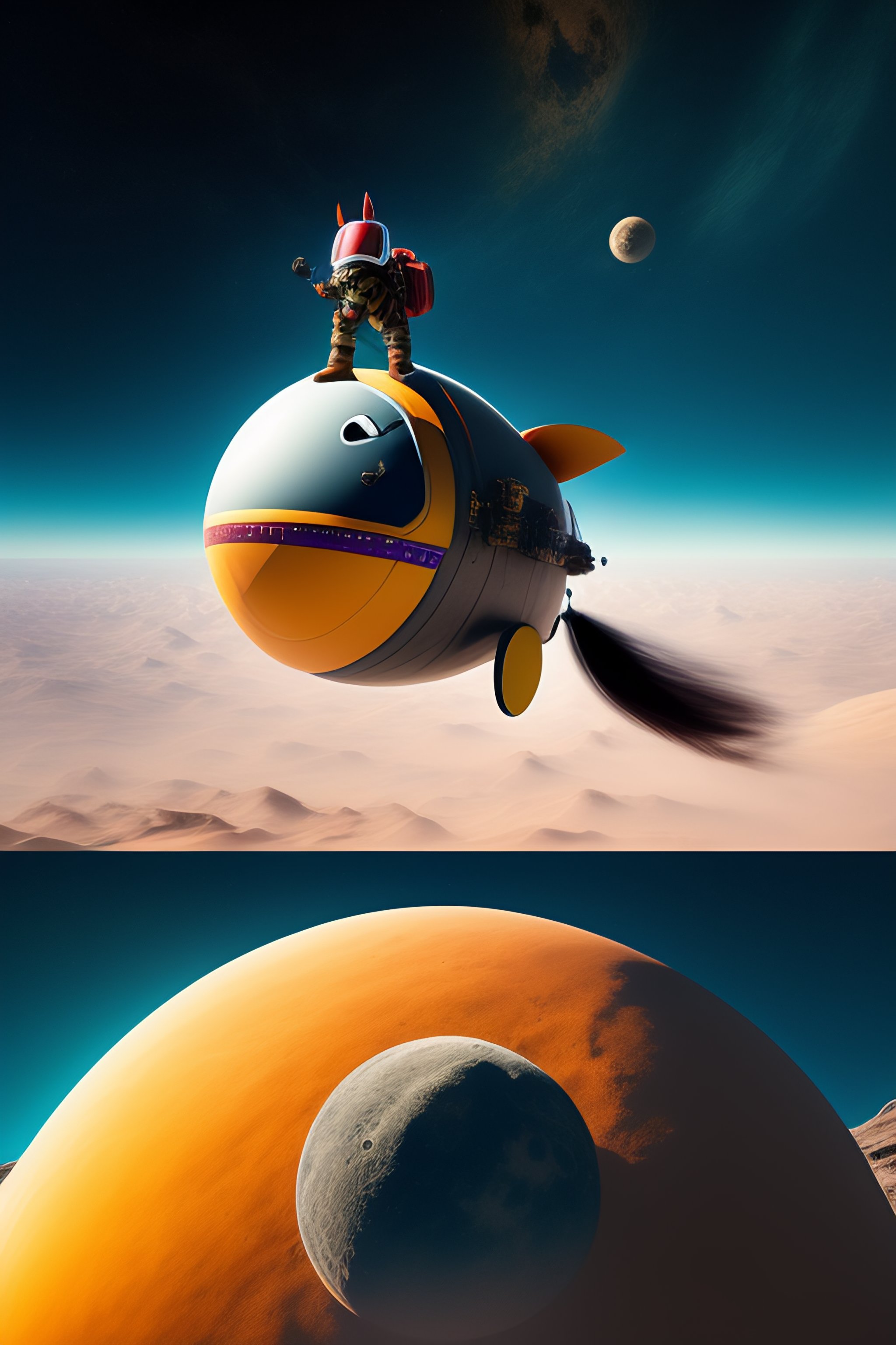 Lexica - Donkey super hero myrvel style landing on the moon