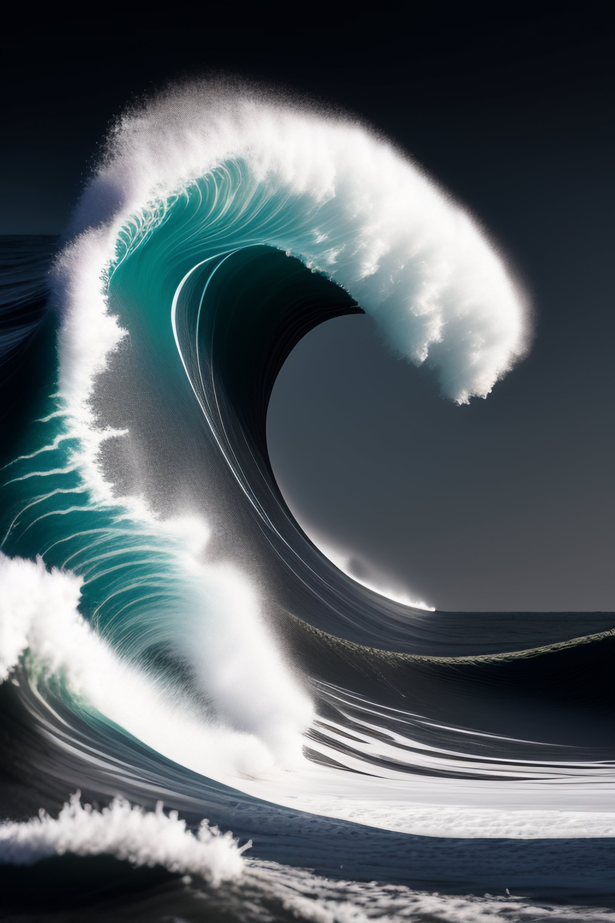 Lexica - Continuous pattern of ocean wave mini form black and white