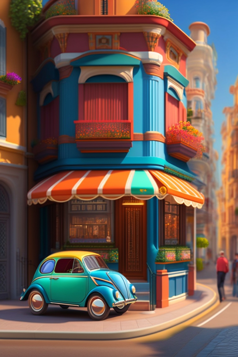 Lexica - A colorful building, in the style of intricate cityscapes ...
