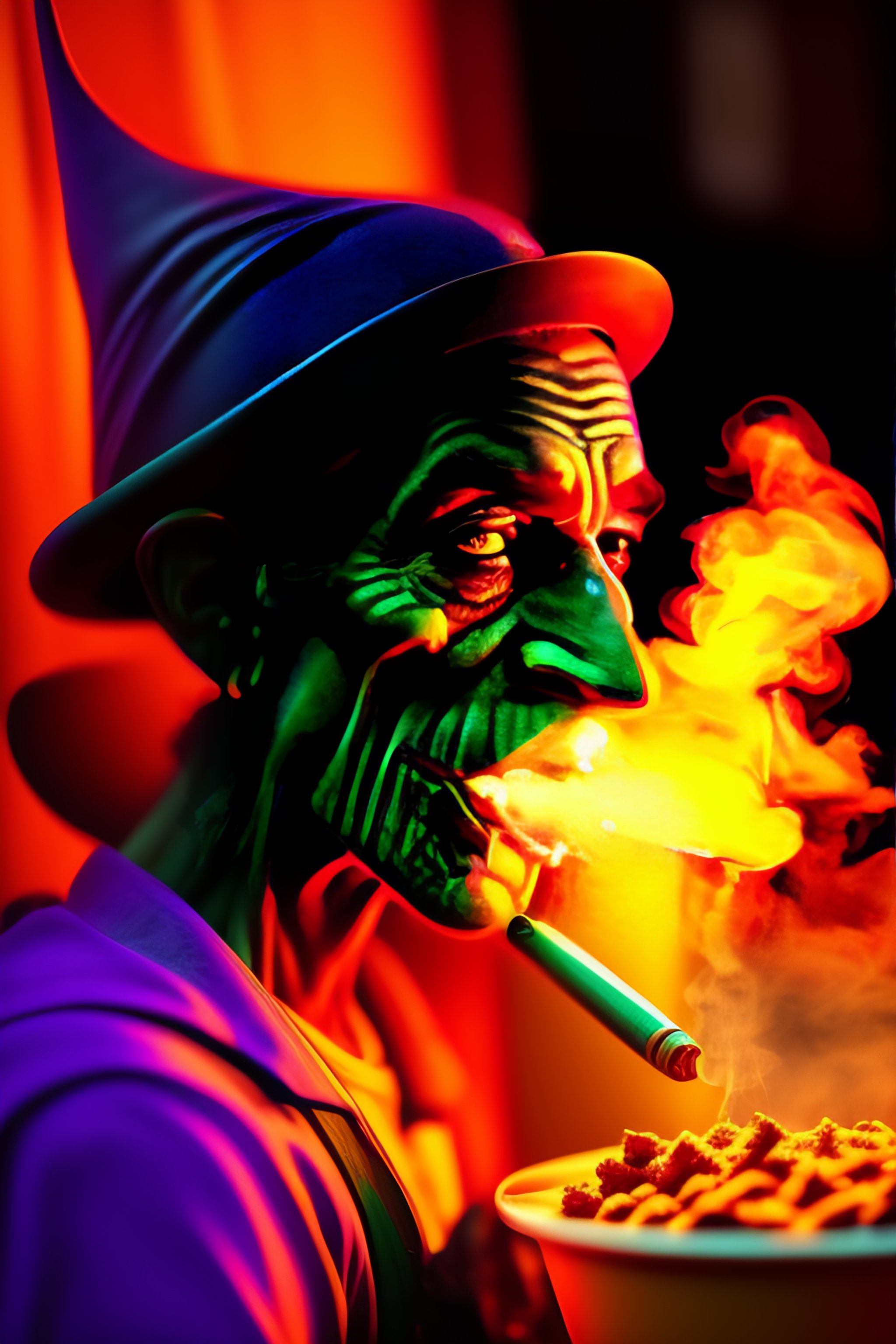 Lexica - Demon smoking weed cartoon