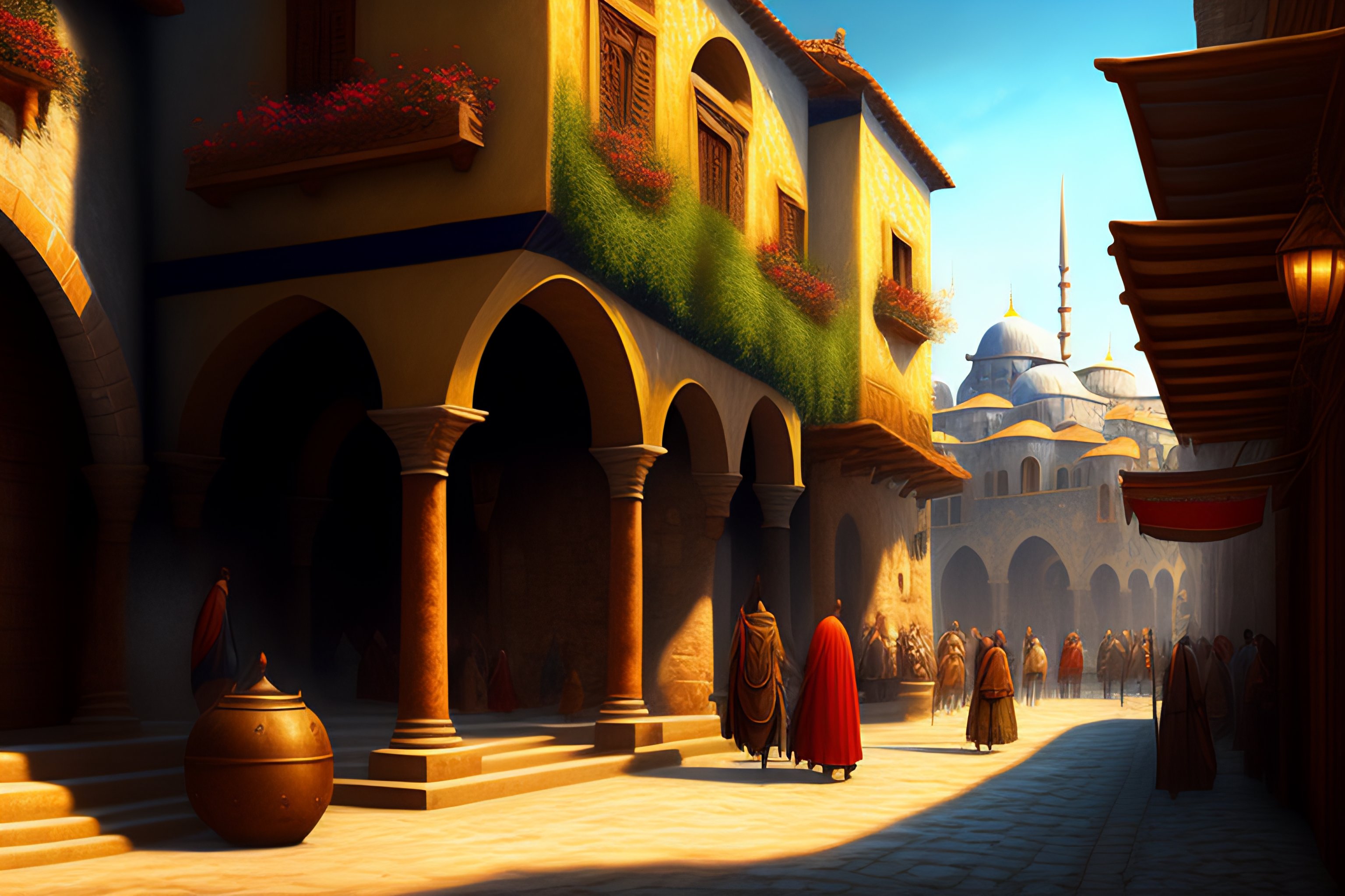 Lexica - Medieval istanbul with ottoman people, scenery landscape ...