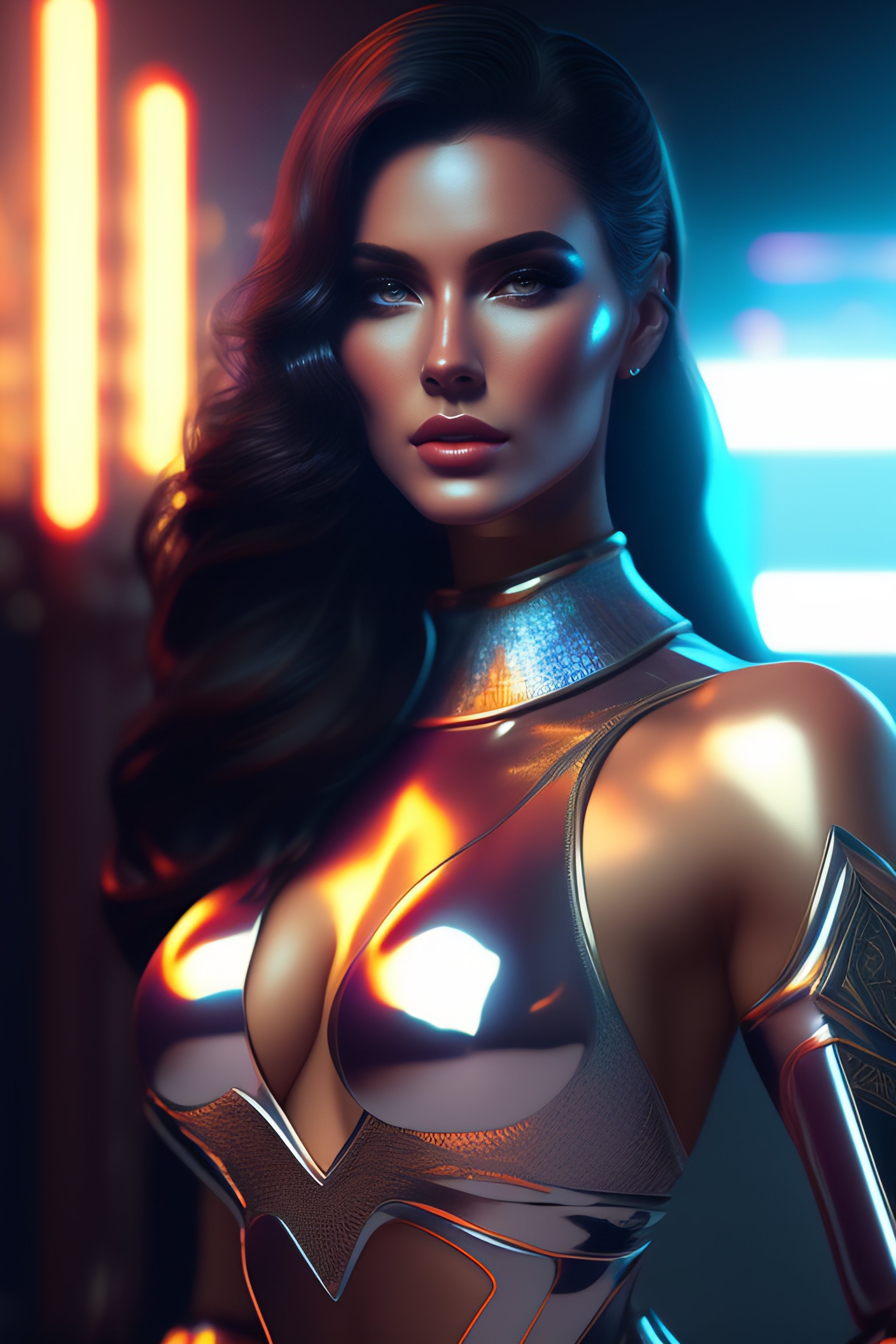 Lexica - Sexy woman ominous intricate fractal hyper cubes platinum cracked glass dark future ...