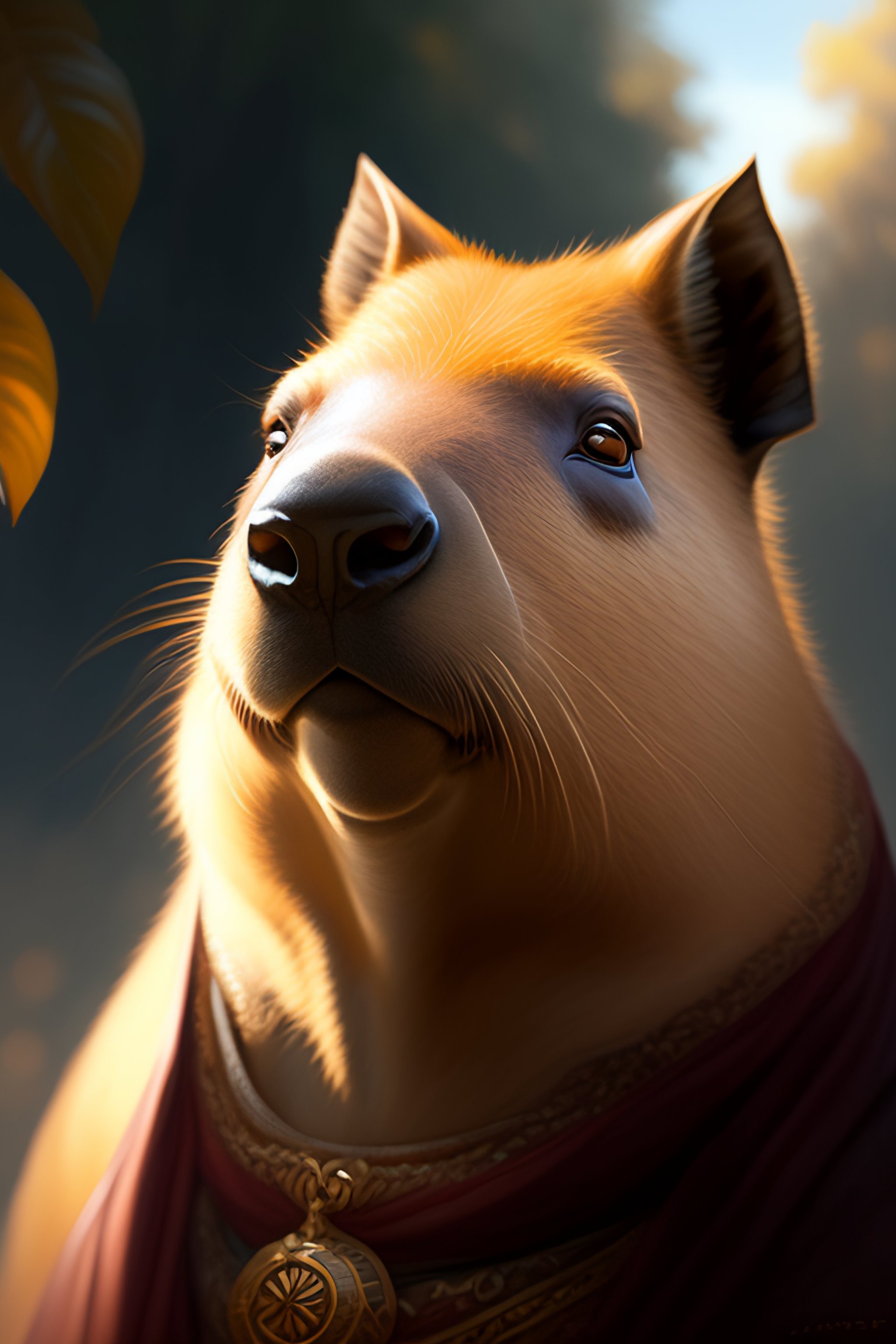 Lexica - A detailed portrait of capybara illustrator, by justin gerard ...