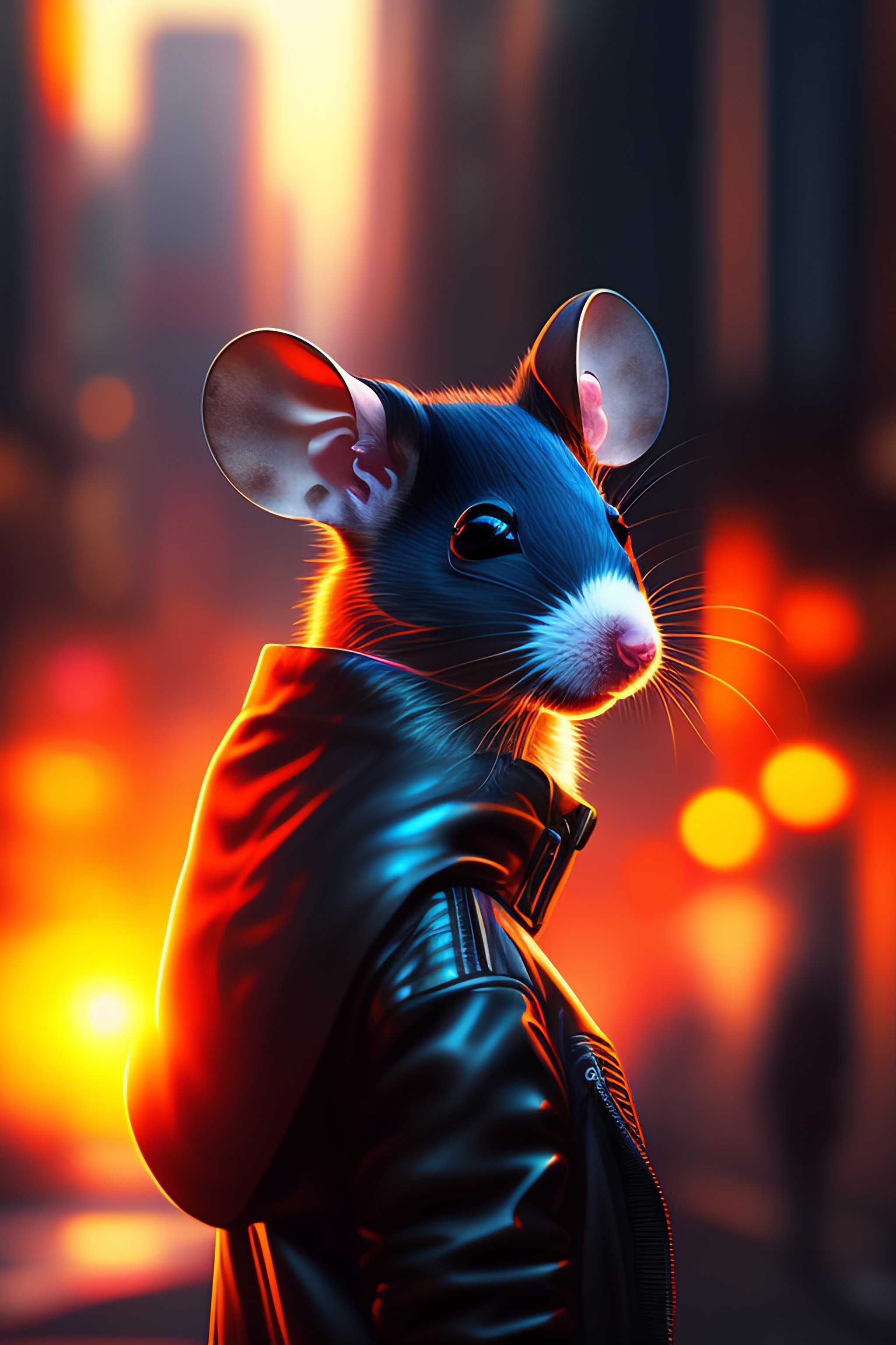 Lexica - Cyberpunk mouse on a rollerball mirror eye implants, black ...