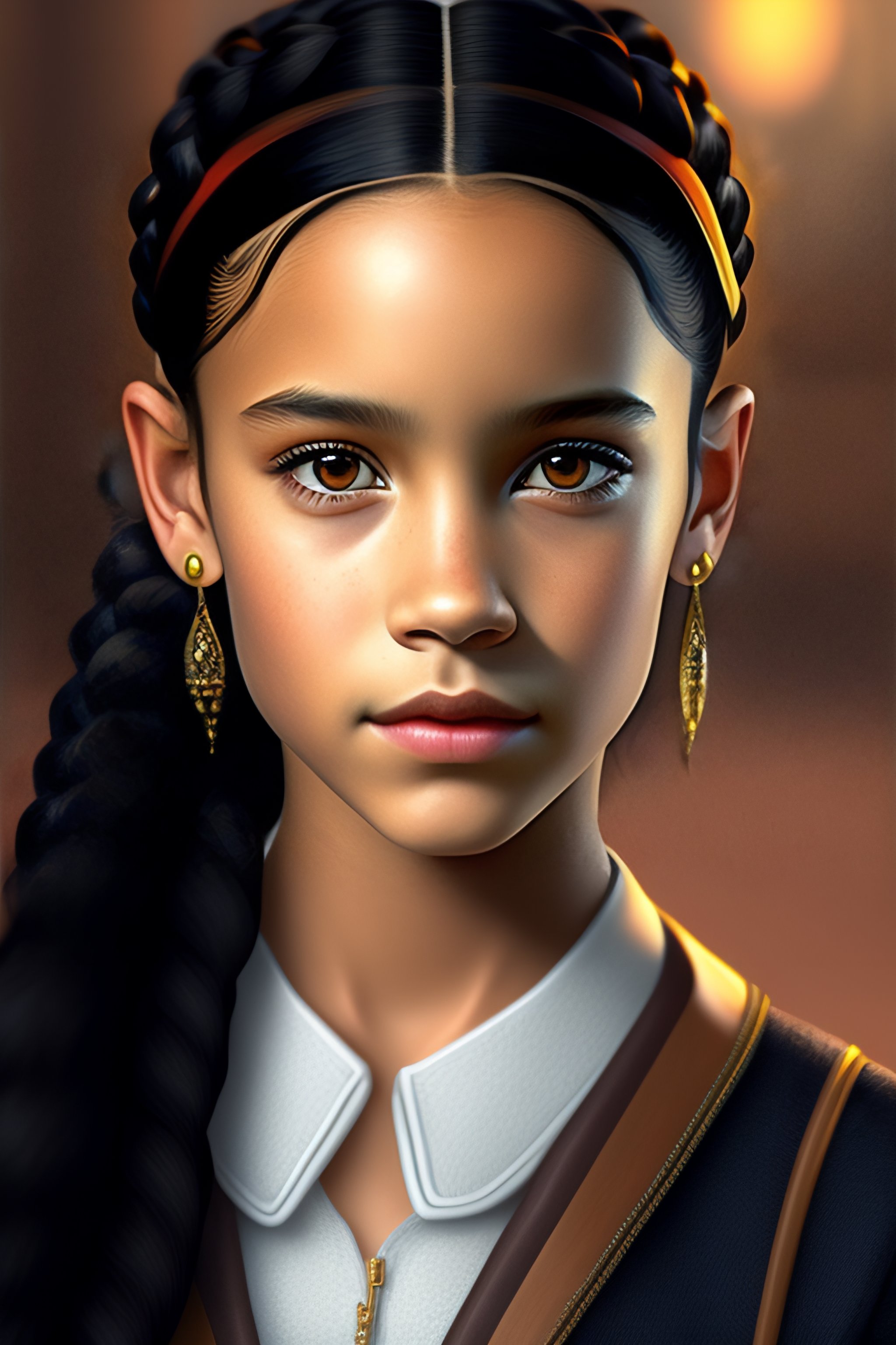 Lexica - Wednesday gothic dark haired girl with braids jenna ortega ...