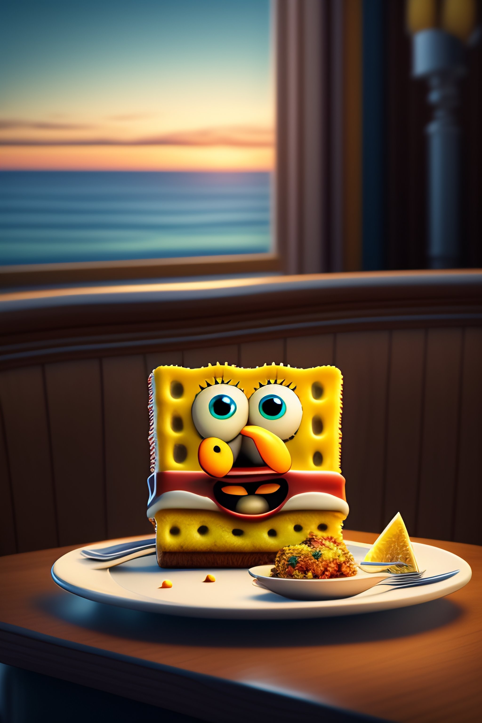 Lexica - SpongeBob eating dinner