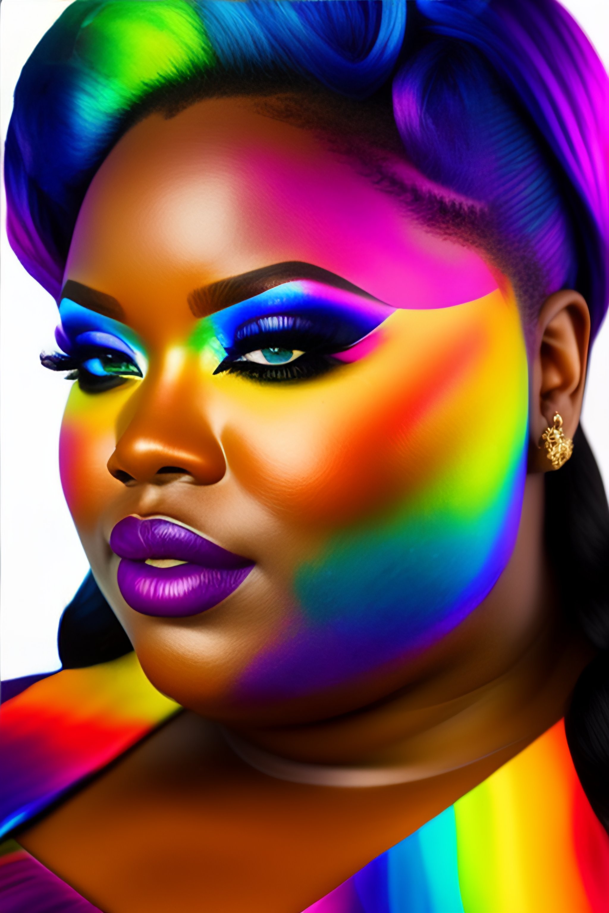 Lexica - Plus size model transgener layboy rainbow color make up