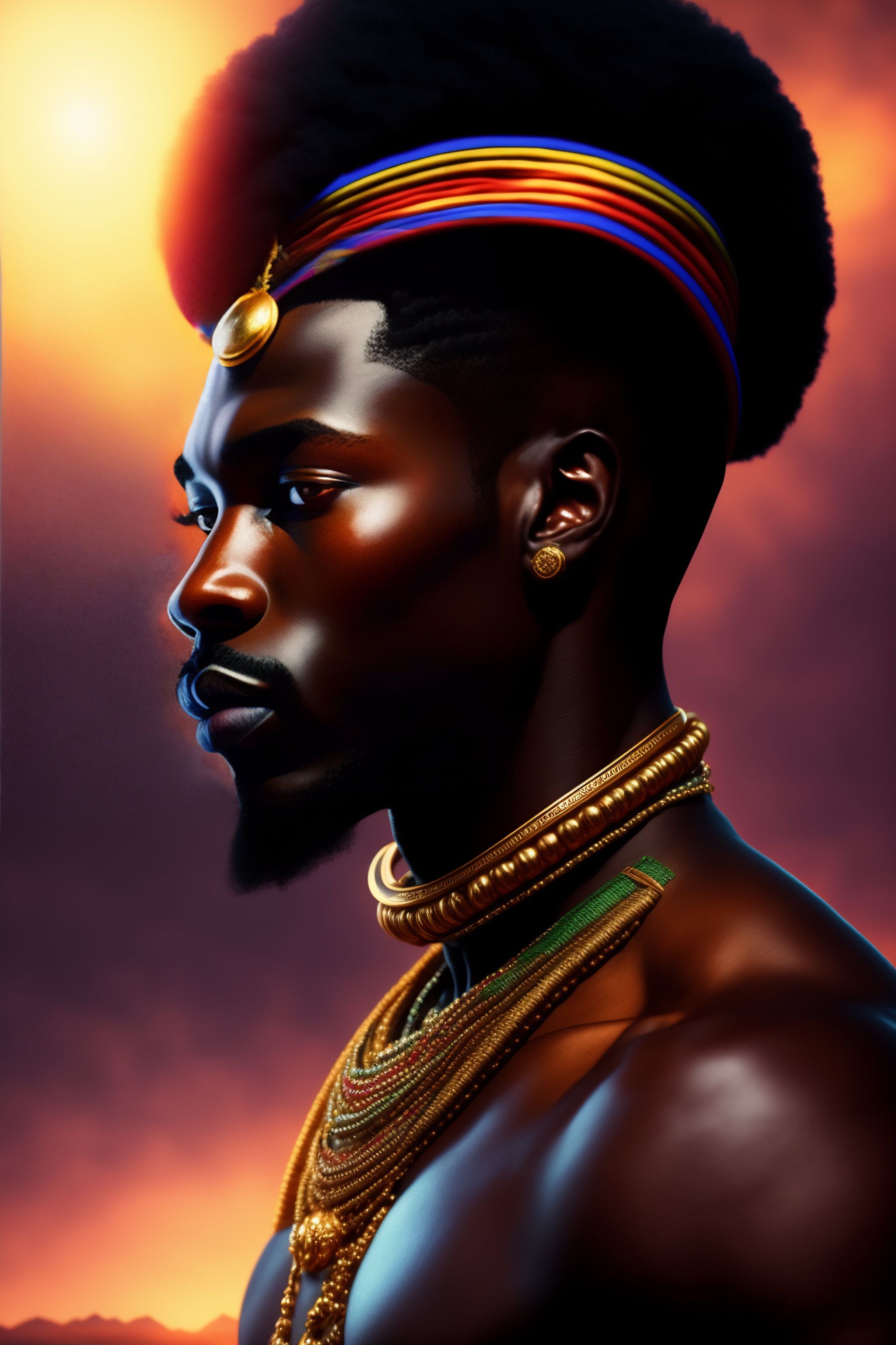 Lexica - African male God, hyper realistic, mystical background