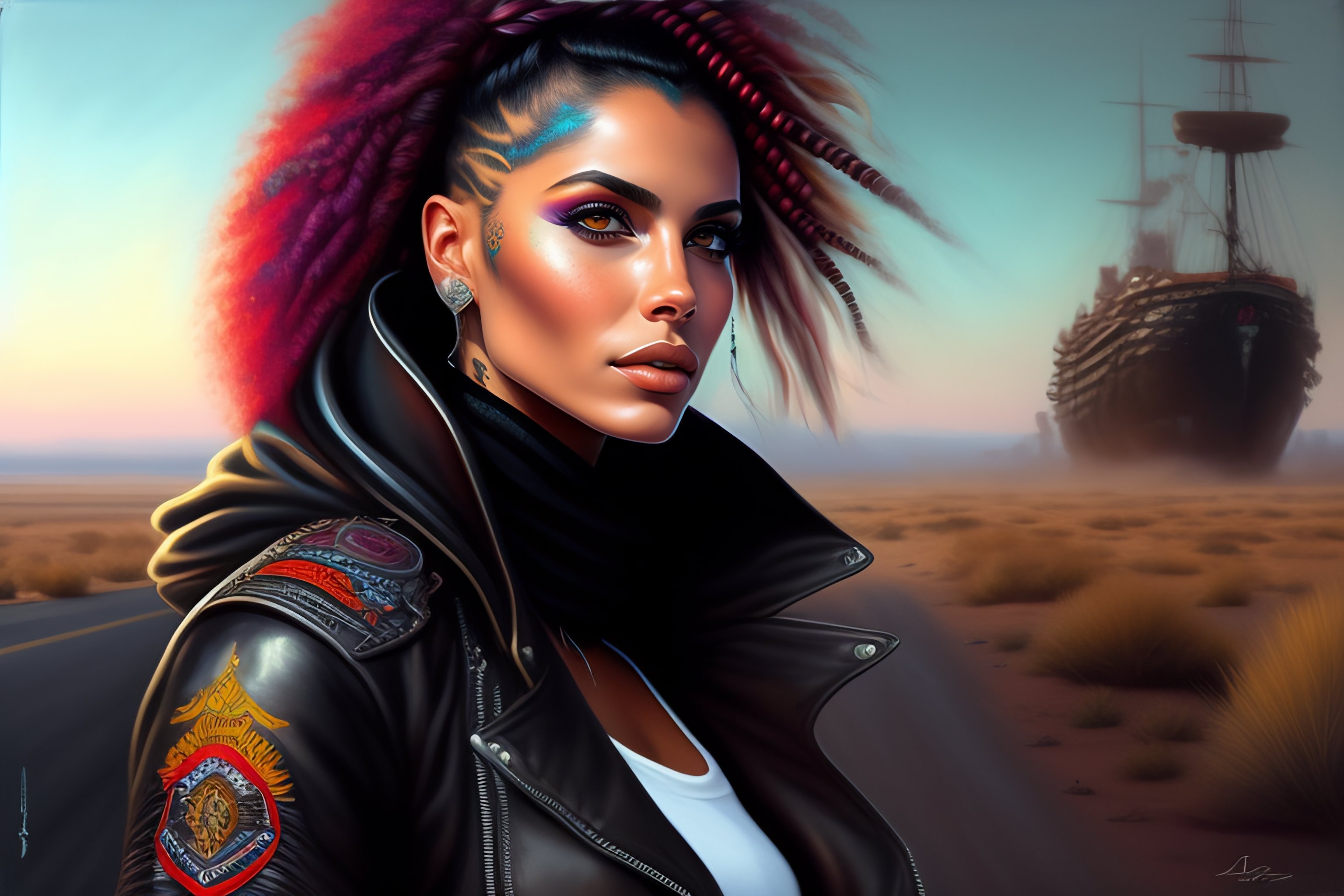 Lexica - Juma marruá as a cute punk scull girl, mad max jacket ...