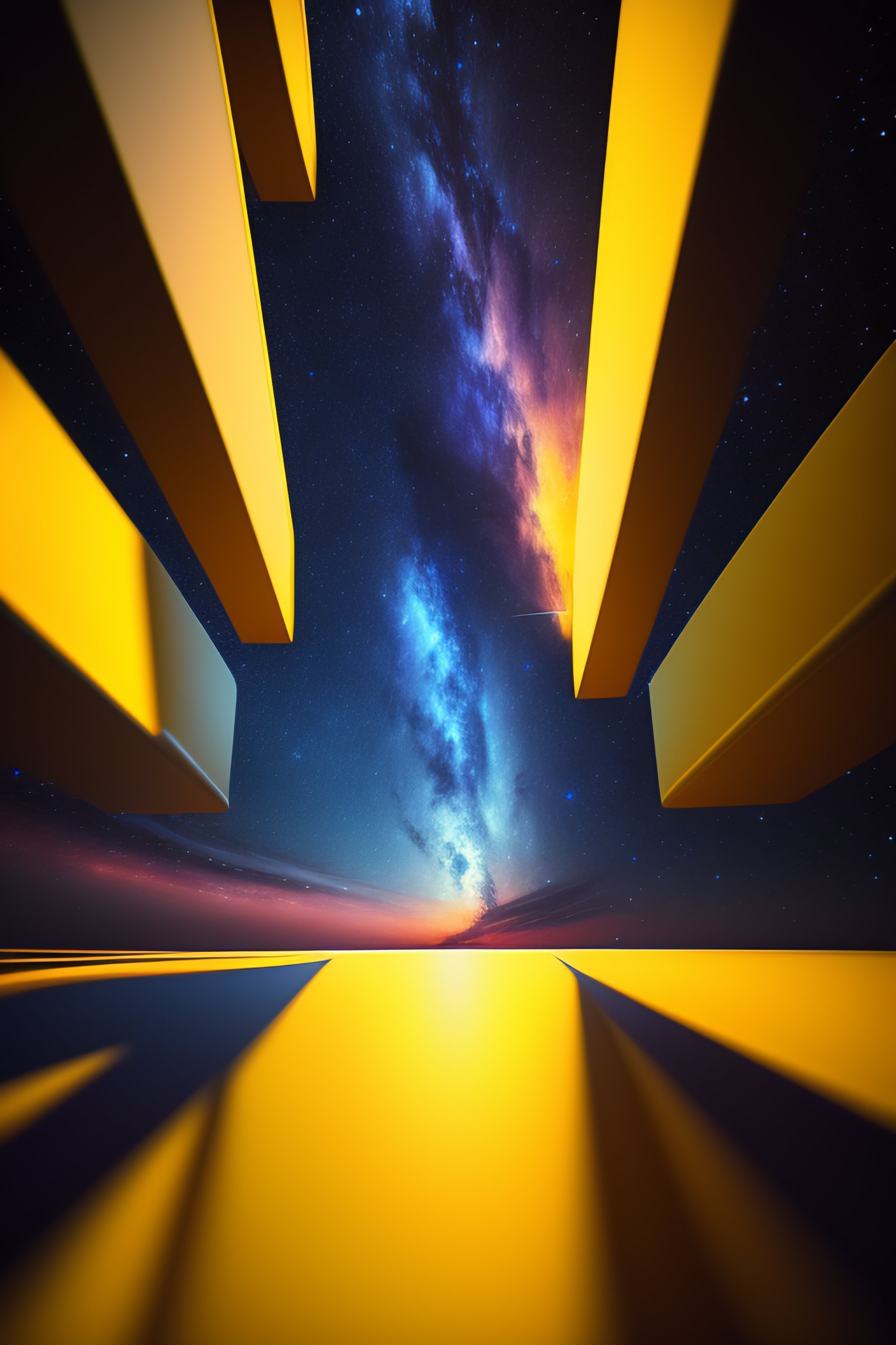 Lexica - One-point perspective, starry sky, universe, columns,desks ...