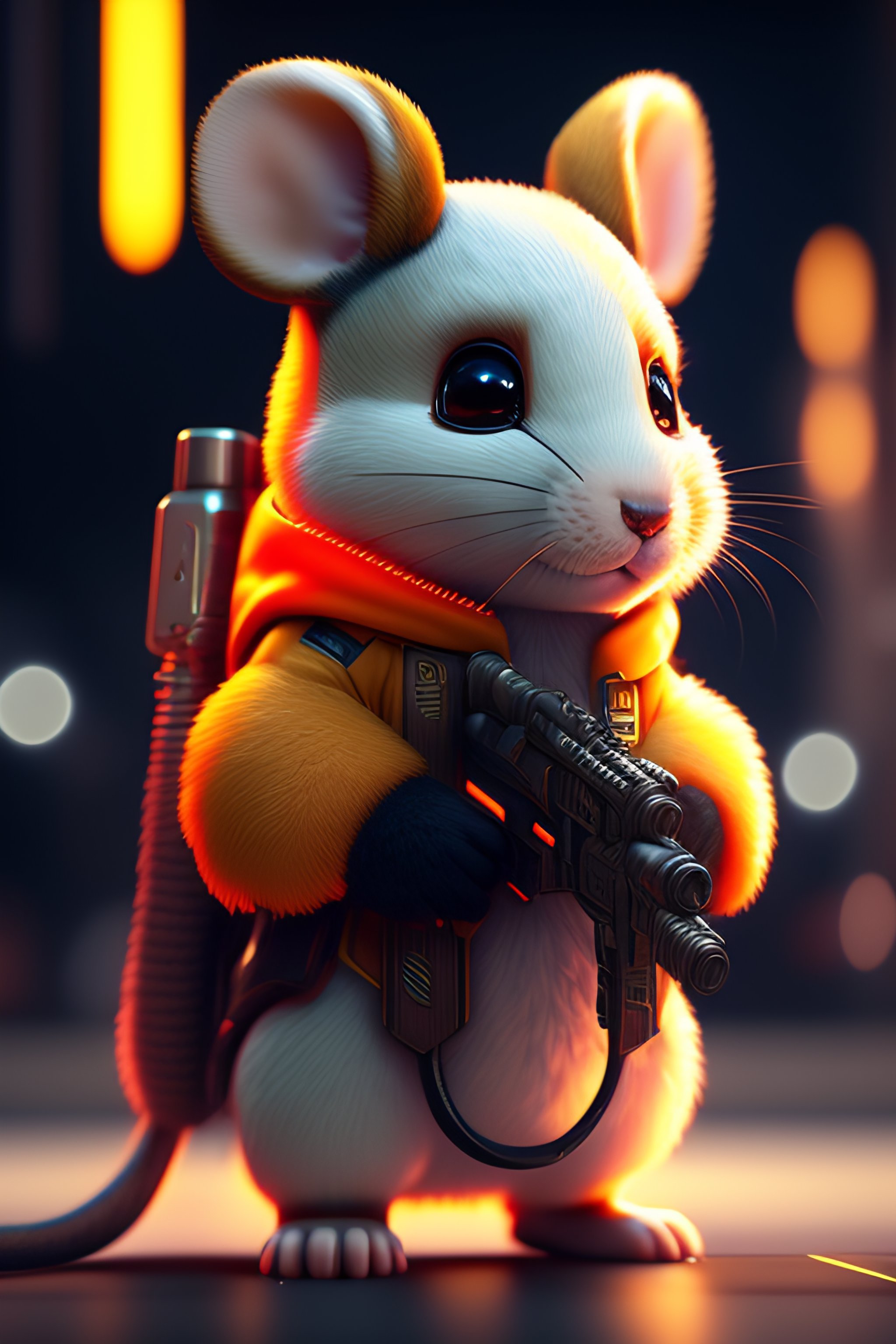 Lexica - High quality 3 d render very cute fluffy cyborg!! rat with ...