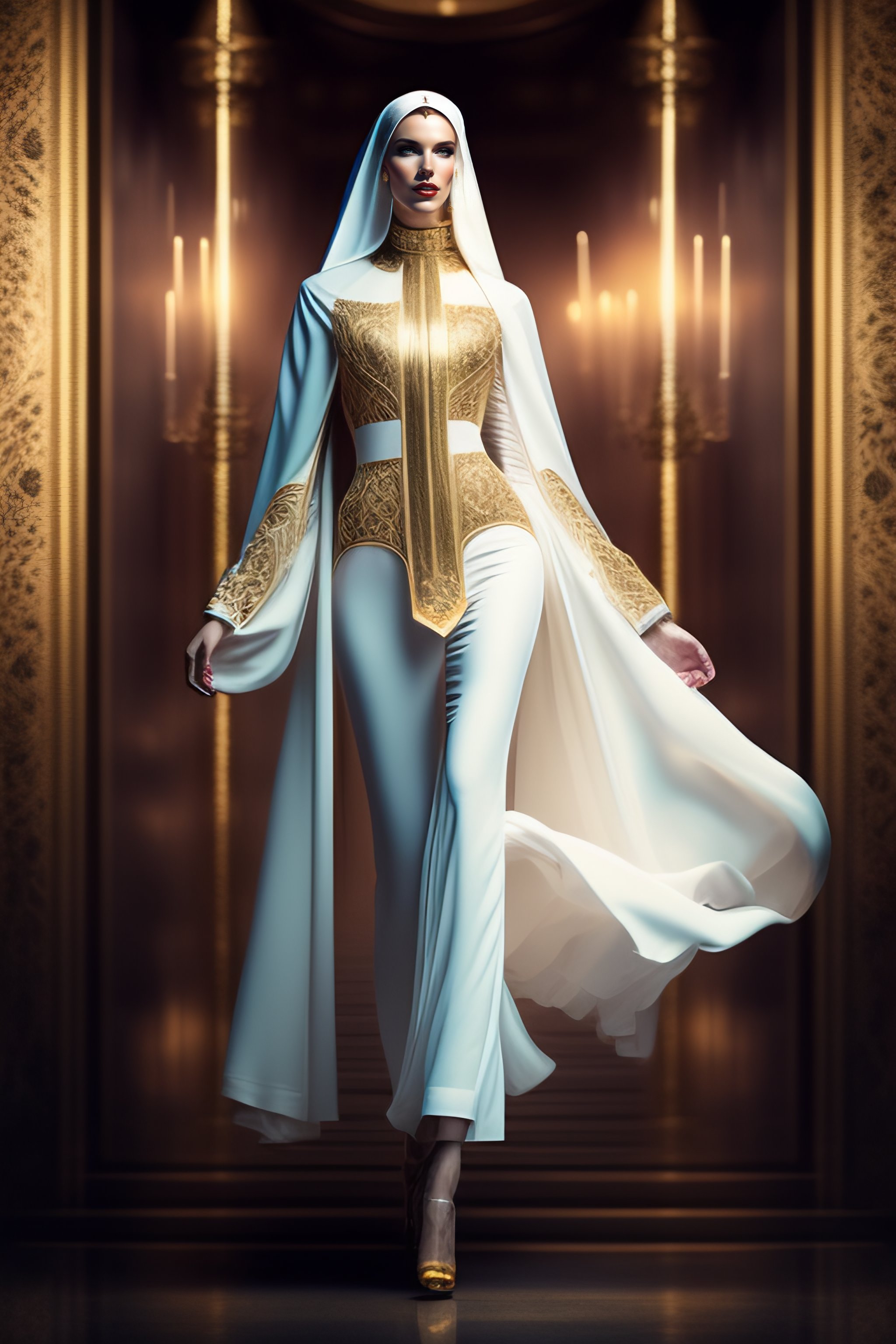 Lexica - Full body portrait of alluring Catholic nun, slim and slender ...